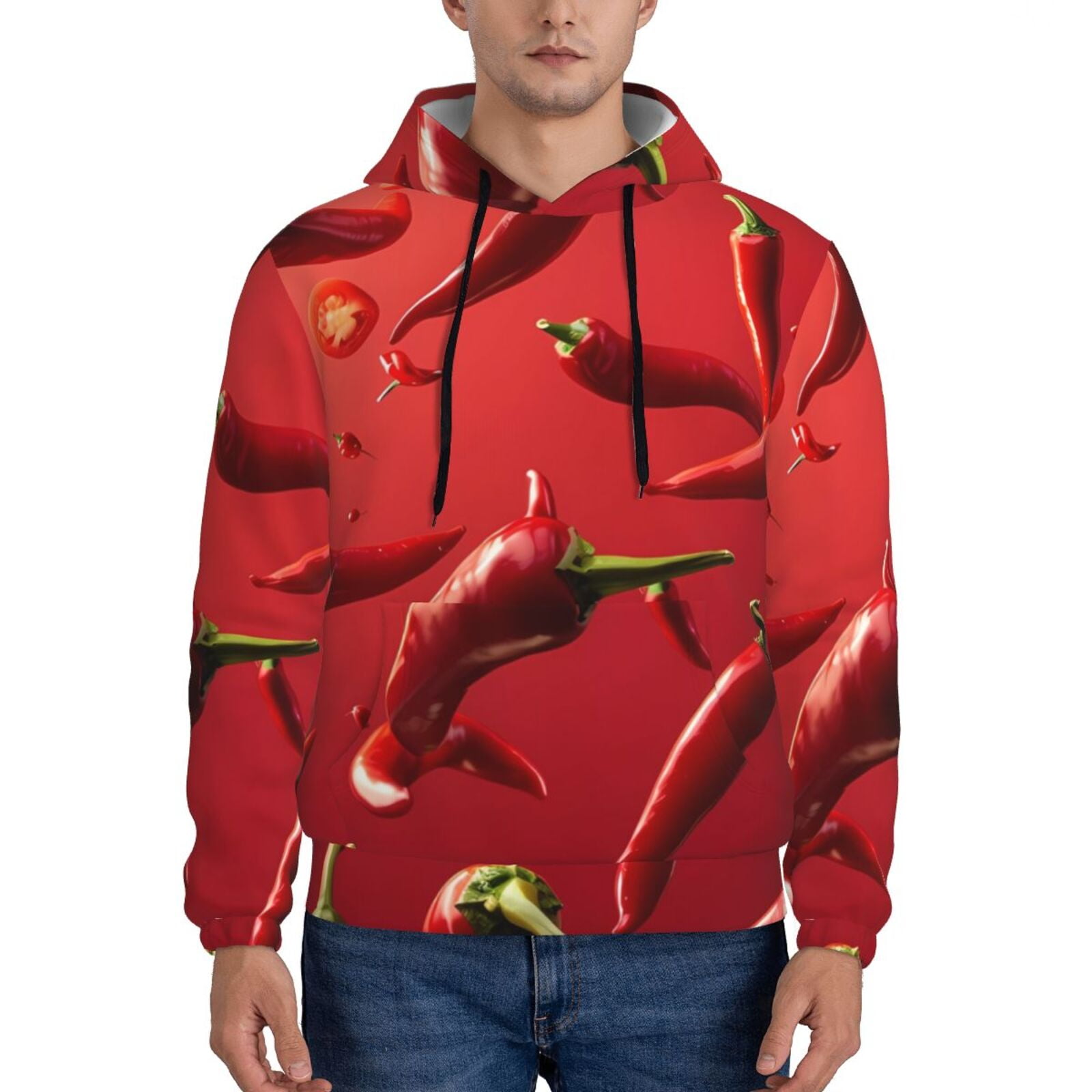 Daiia Floating Red Chili Peppers for Men's Fashion Hoodies ...