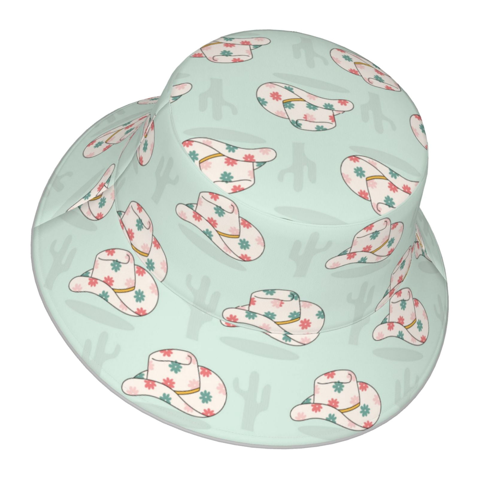 Daiia Flora Daisy Cactus Pattern Bucket Hat - Trendy Cotton Sun Hat for ...