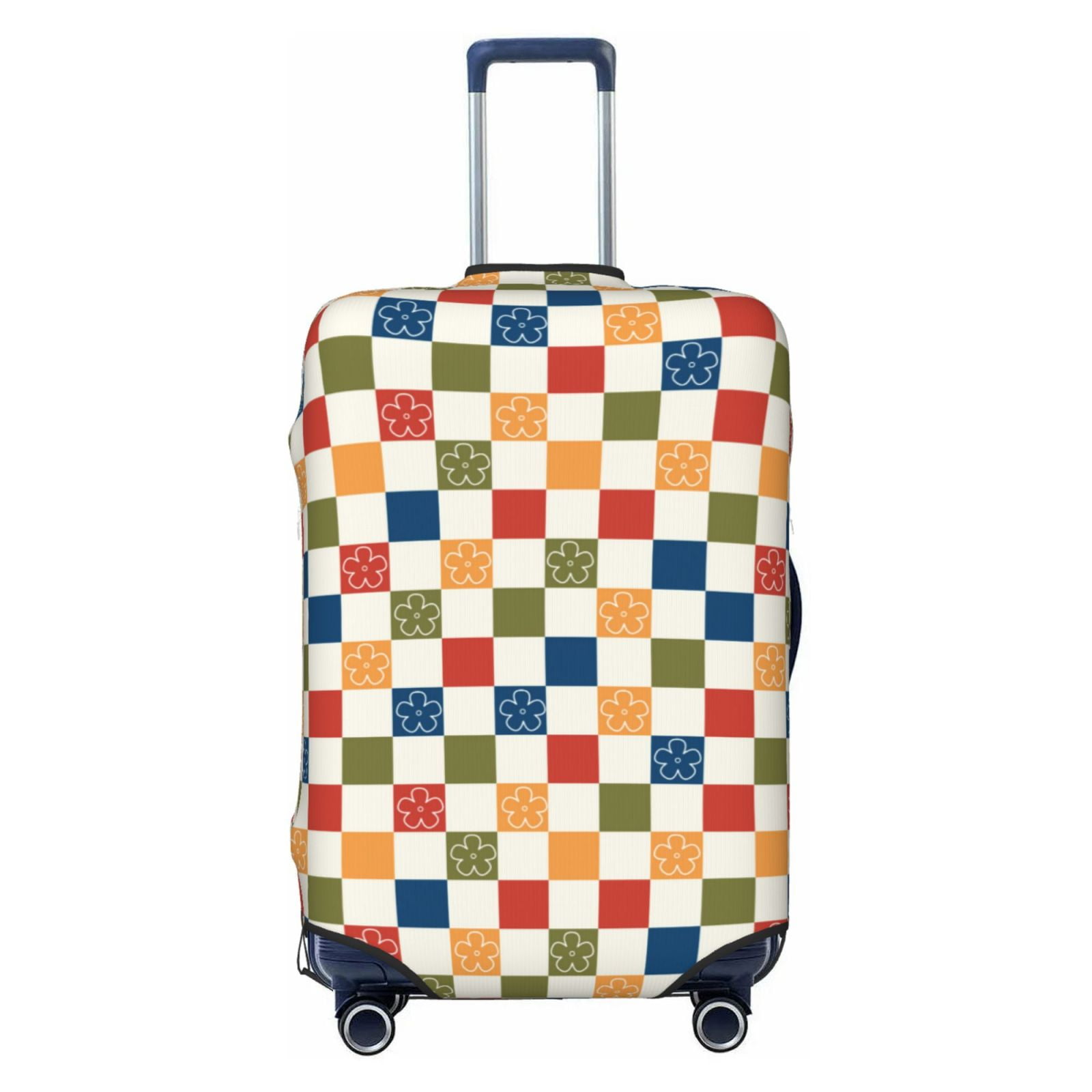 Daiia Floral Checkerboard Luggage Cover, Thickened Washable Travel ...