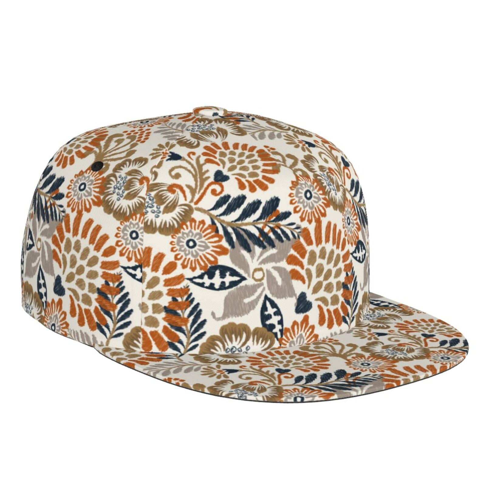 Daiia Floral Paisley print Flat Bill Hats Flat Brim Trucker Cap ...