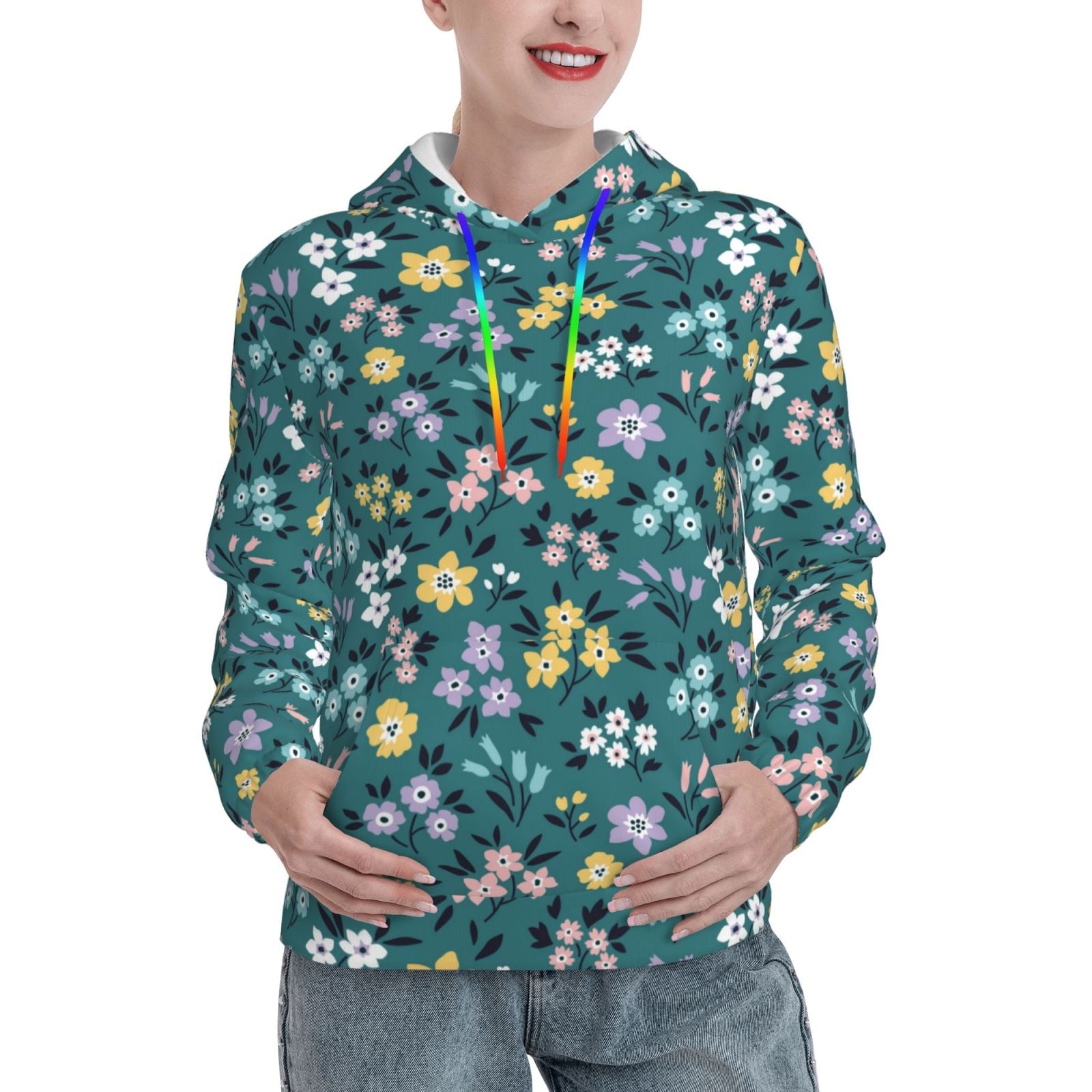 Daiia Floral Pattern Women's Fashion Hoodies & Sweatshirts with ...