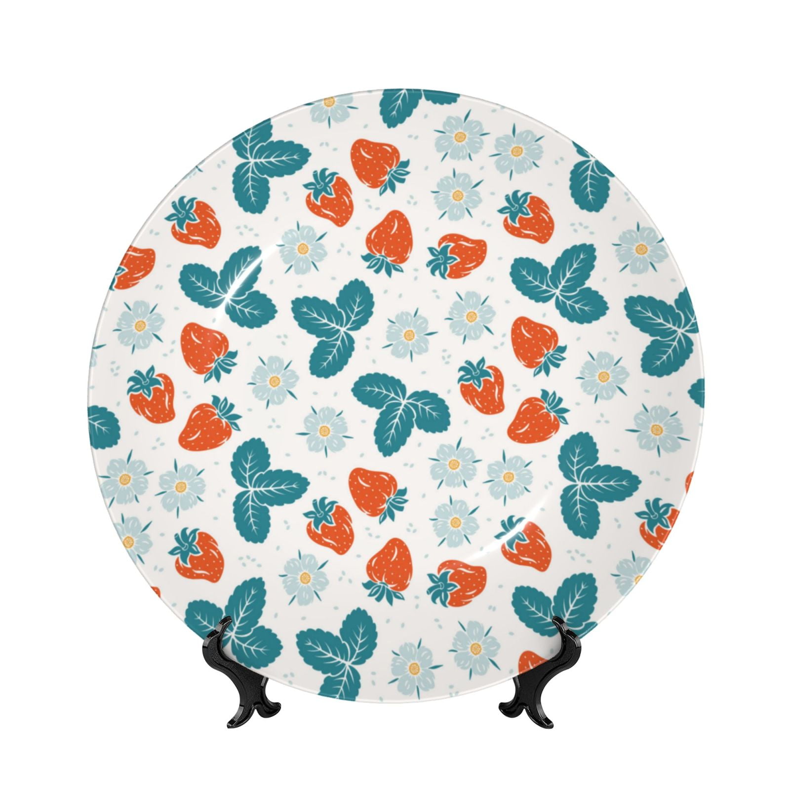 Daiia Floral Strawberr Printed Pattern Ceramic Plate Dinner Plates Bone ...