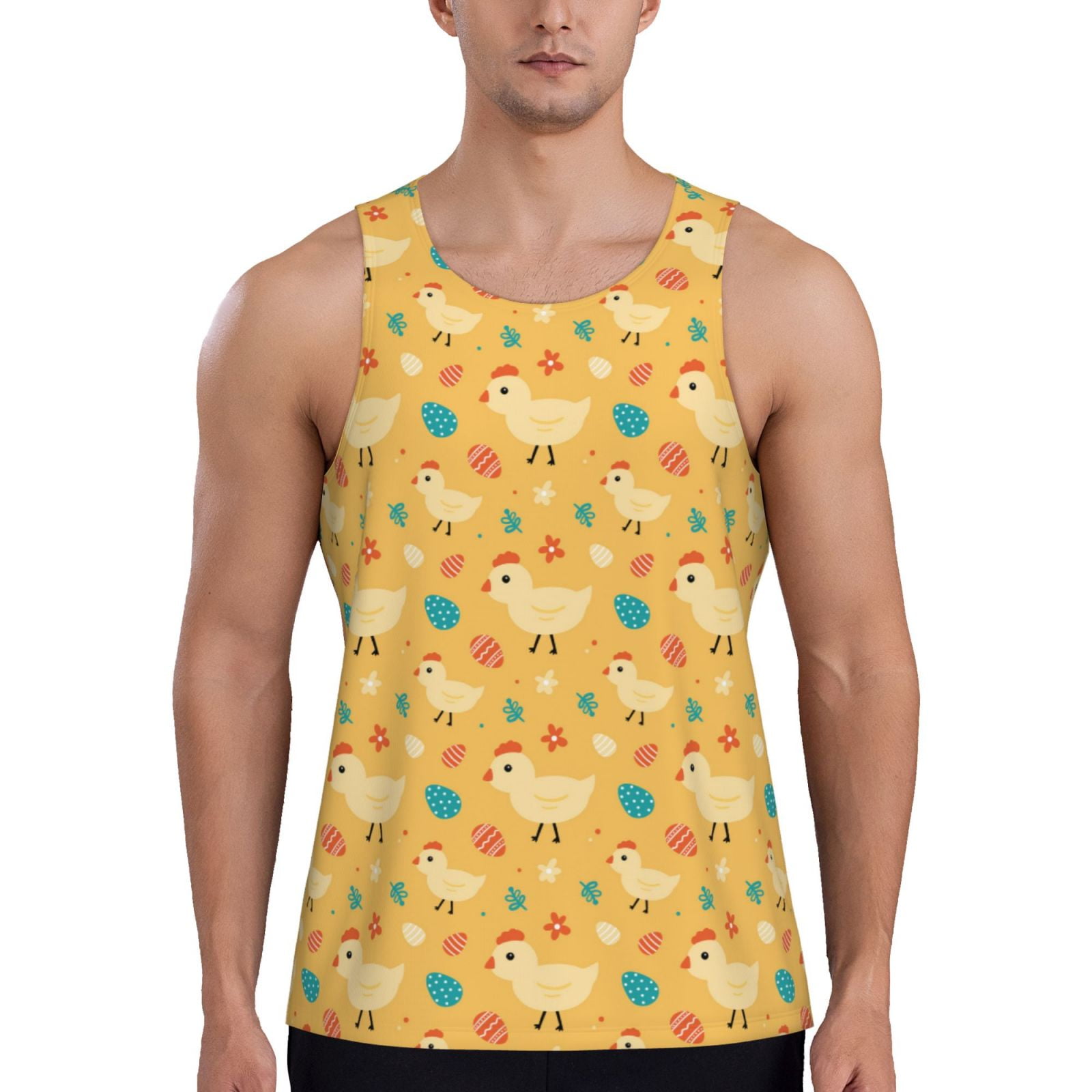 Daiia Flowe Chicken Printed Men's Quick Dry Fit Muscle Tank Top Slim ...