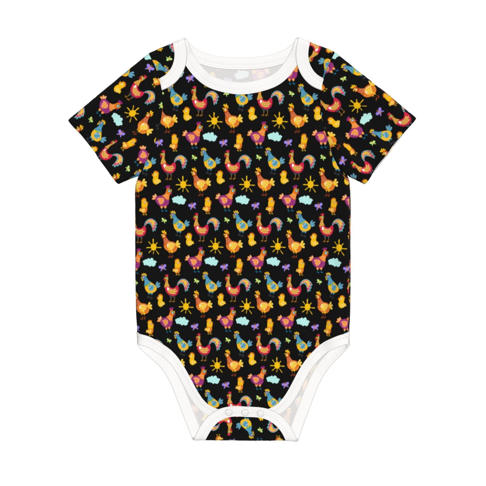 Daiia Flowe Rooster Printed Unisex-Baby Short Sleeve Onesies Bodysuits ...