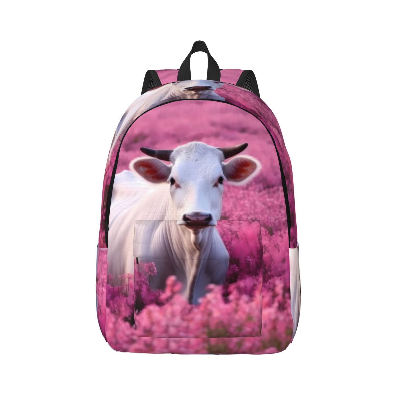 Daiia Flower Field Cow Vintage Canvas Backpack for Men and Women ...