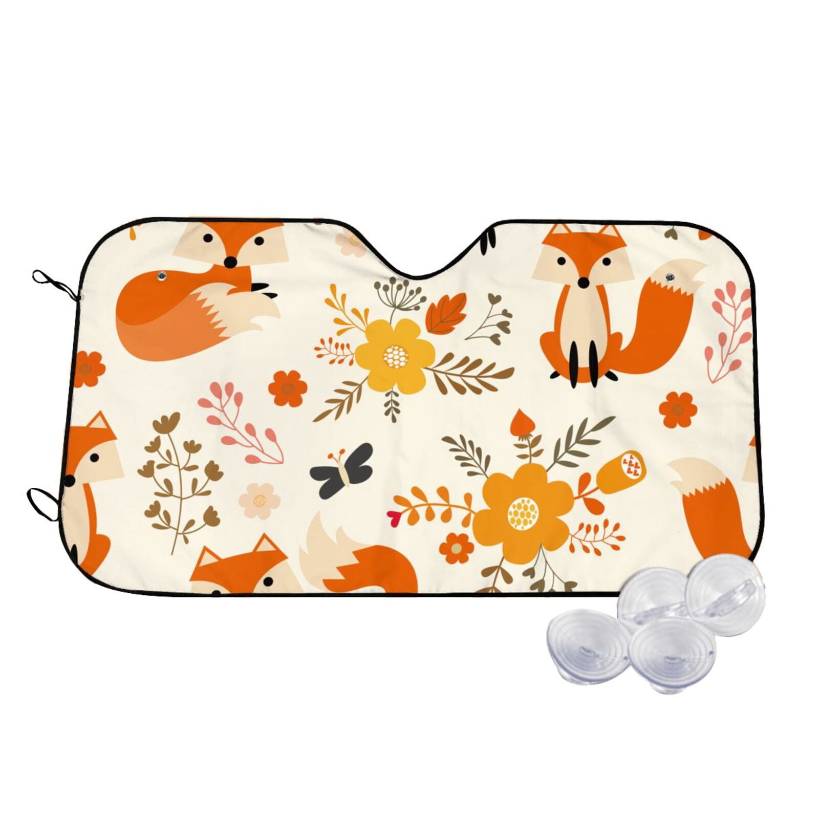 Daiia Flower Fox Windshield Sun Shade for Car SUV Truck (Small ), Car ...