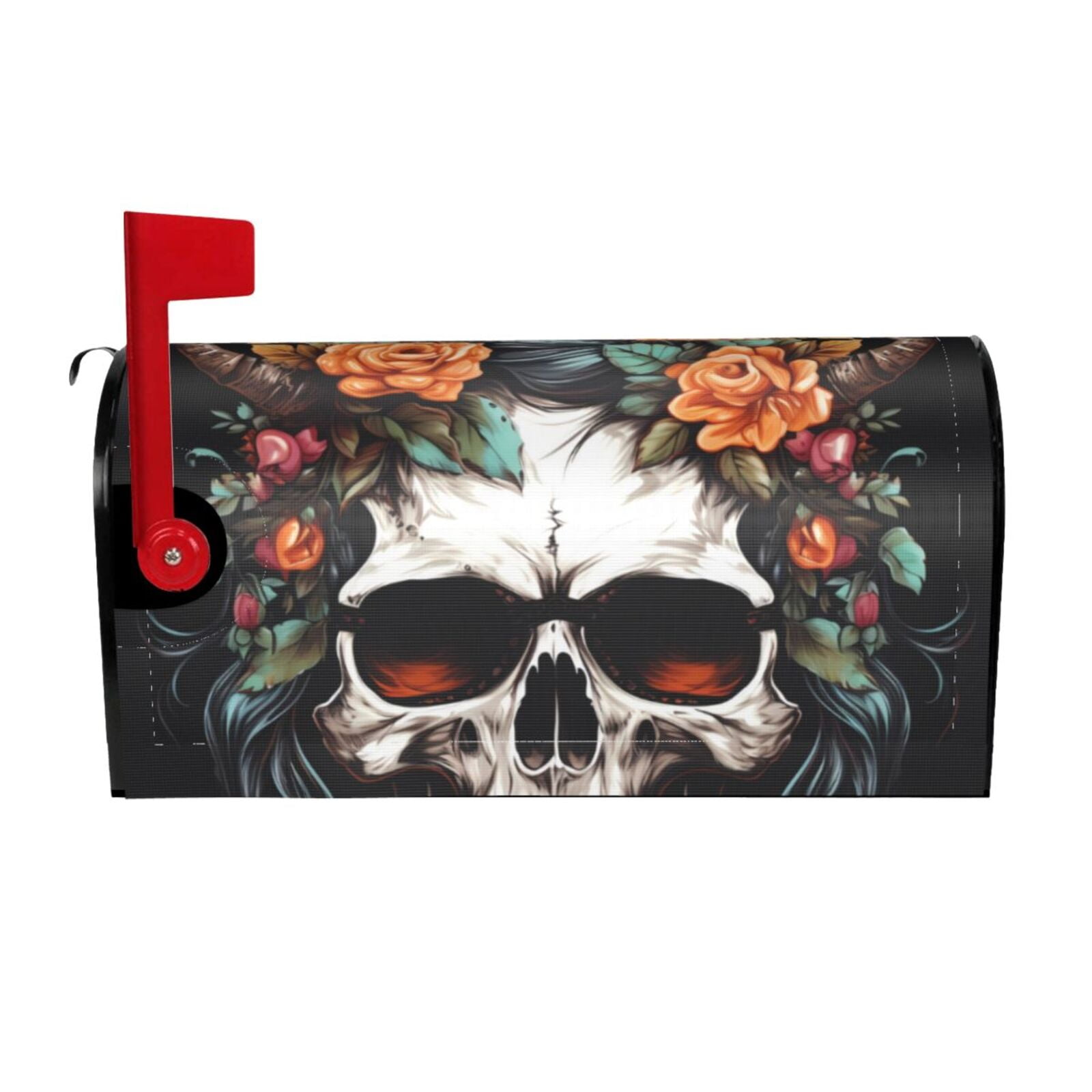 Daiia Flower Horn Skull Mailbox Cover , Magnetic Welcome Mailbox Wraps ...
