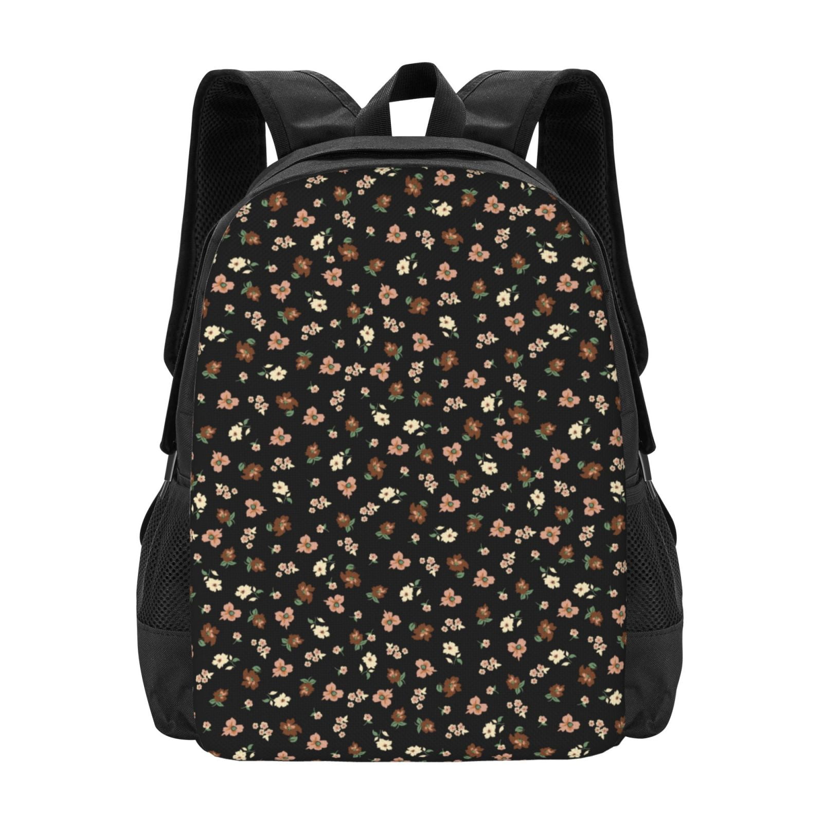 Daiia Flower Pattern On Black Backpack for Men and Women -Durable ...
