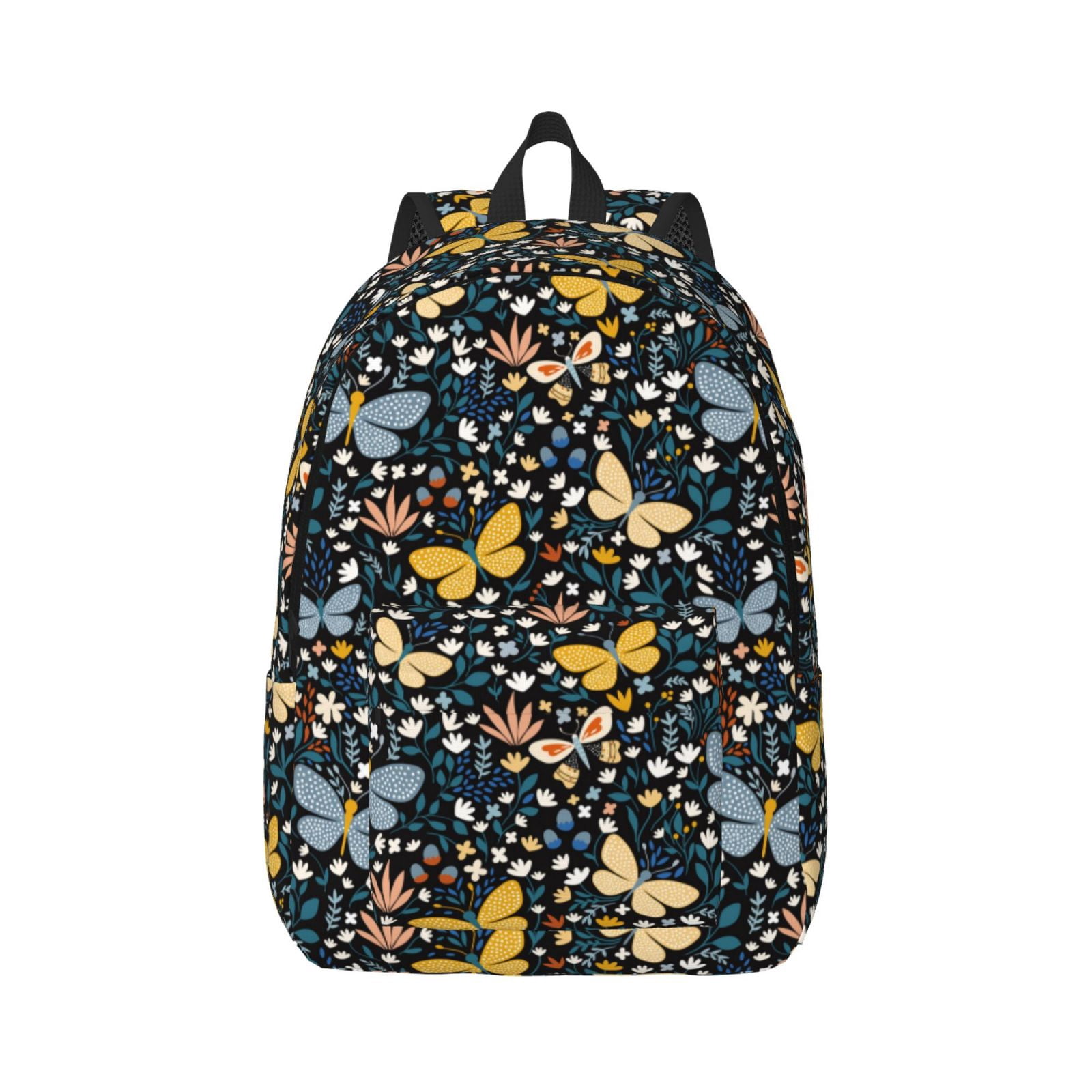 Daiia Flowers Butterfly Vintage Canvas Backpack for Men and Women ...