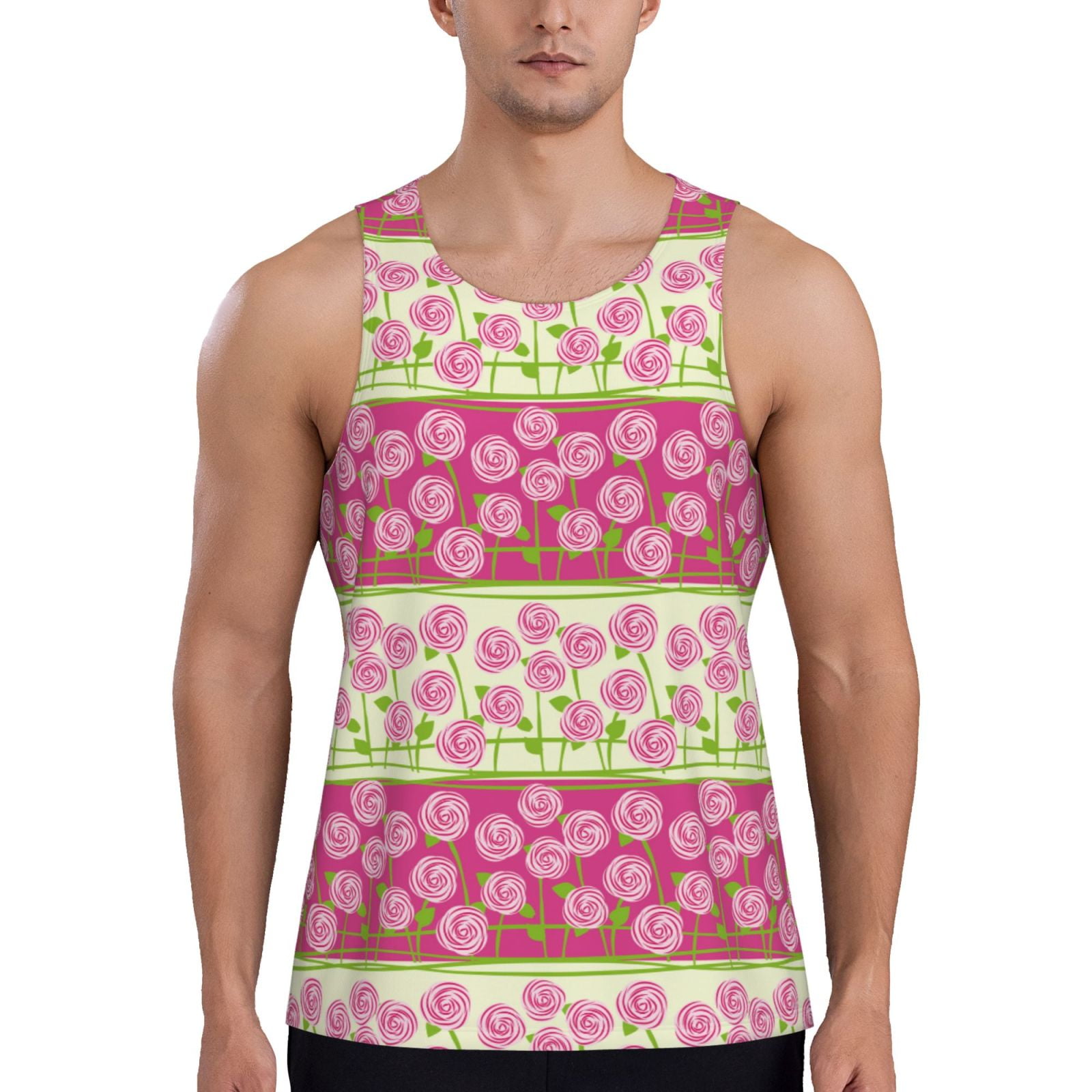 Daiia Flowers Printed Men's Quick Dry Fit Muscle Tank Top Slim-Fit Tank ...
