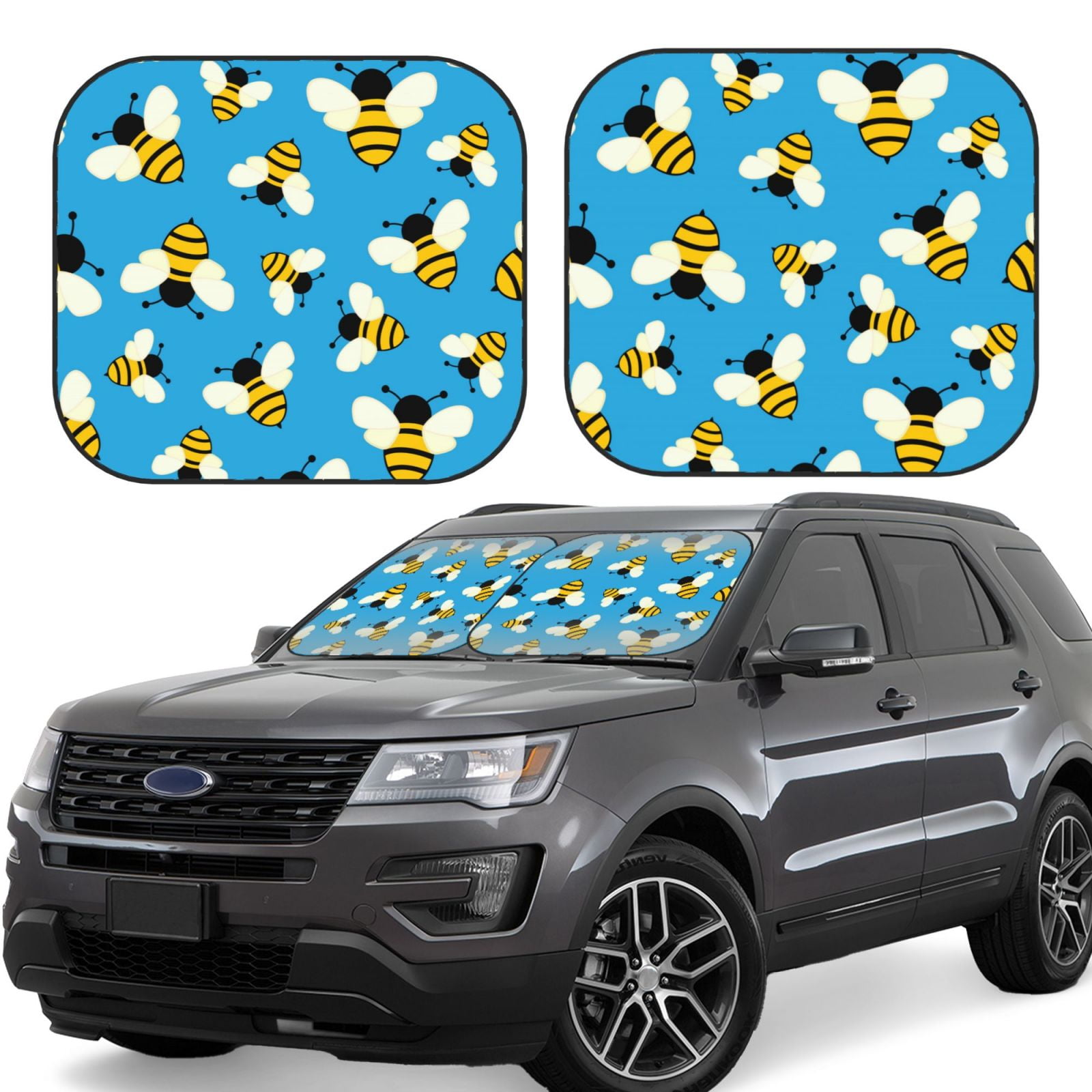 Daiia Flying Bees 2PCS Car Windshield Sun Shade, Foldable Sun Shield ...