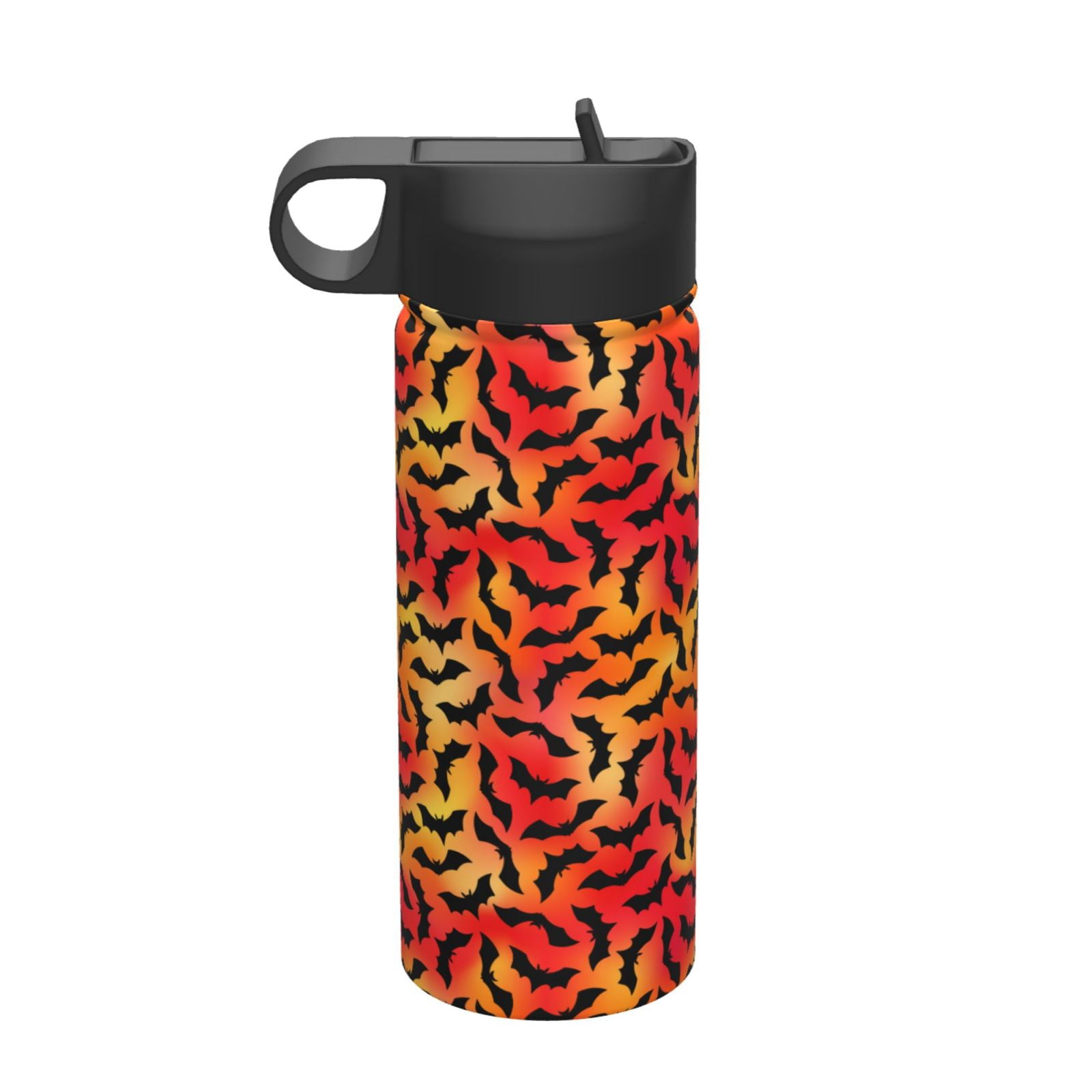 Daiia Flying Black Bat Printed 18oz Sports Insulated Kettle With Straw ...