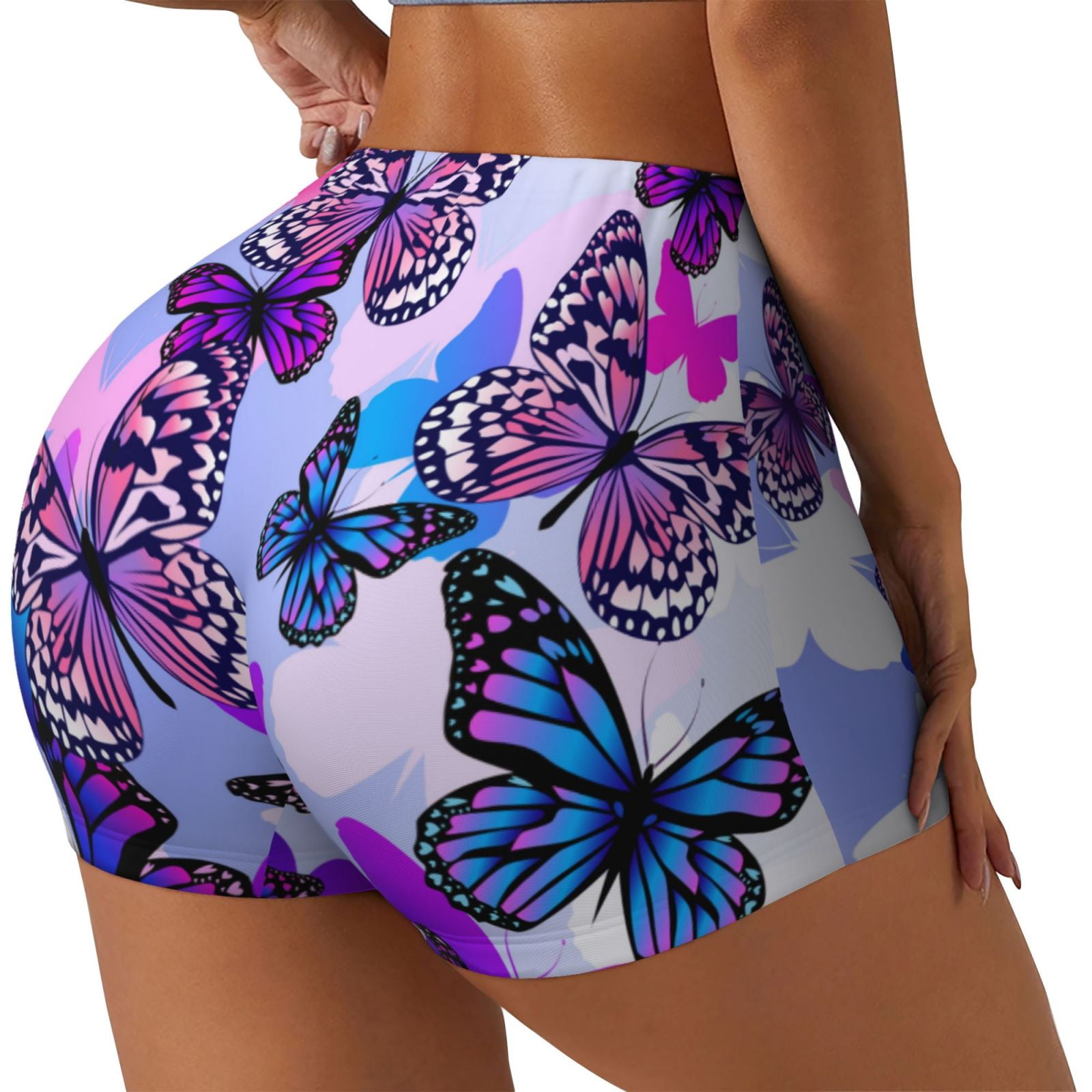 Daiia Flying Butterflies Pattern Women's Workout Shorts Biker Shorts ...
