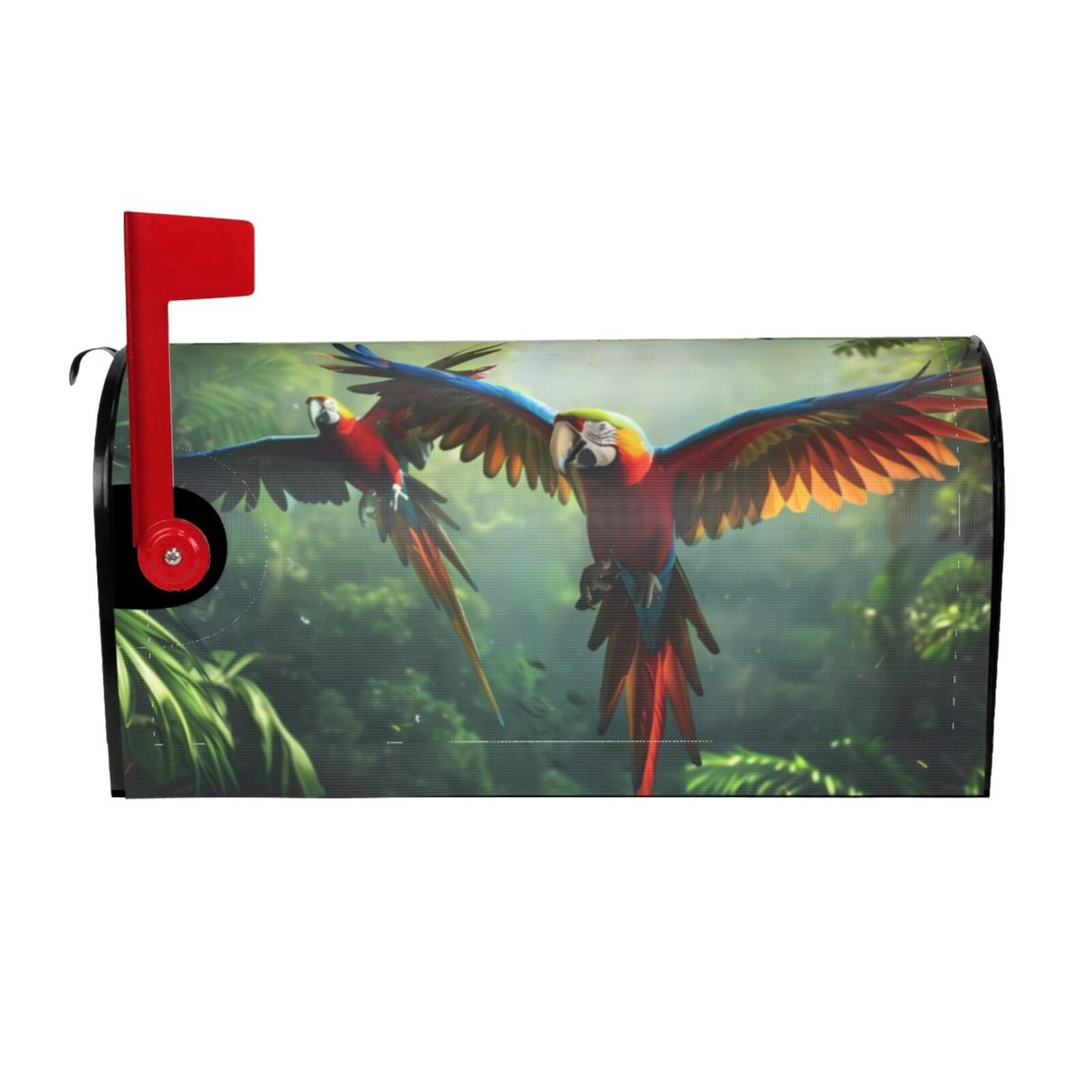 Daiia Flying Parrots In Jungle Mailbox Cover , Magnetic Welcome Mailbox ...