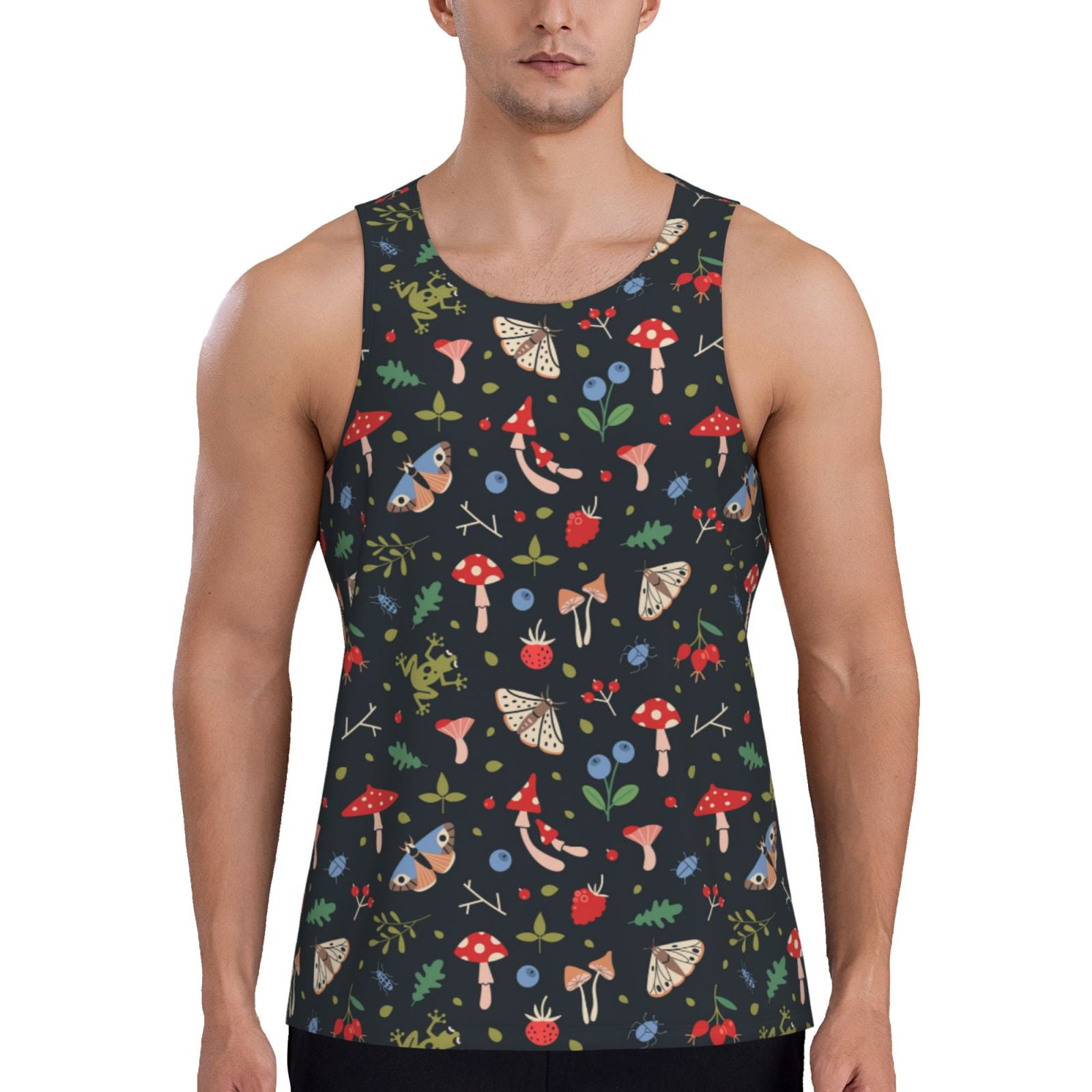 Daiia Forest Flora and Insects Printed Men's Quick Dry Fit Muscle Tank ...