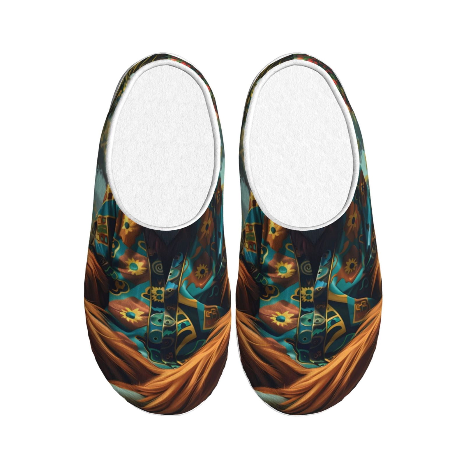 Daiia Forest Meditating Gorilla Print Women’s Fuzzy Slippers Memory ...