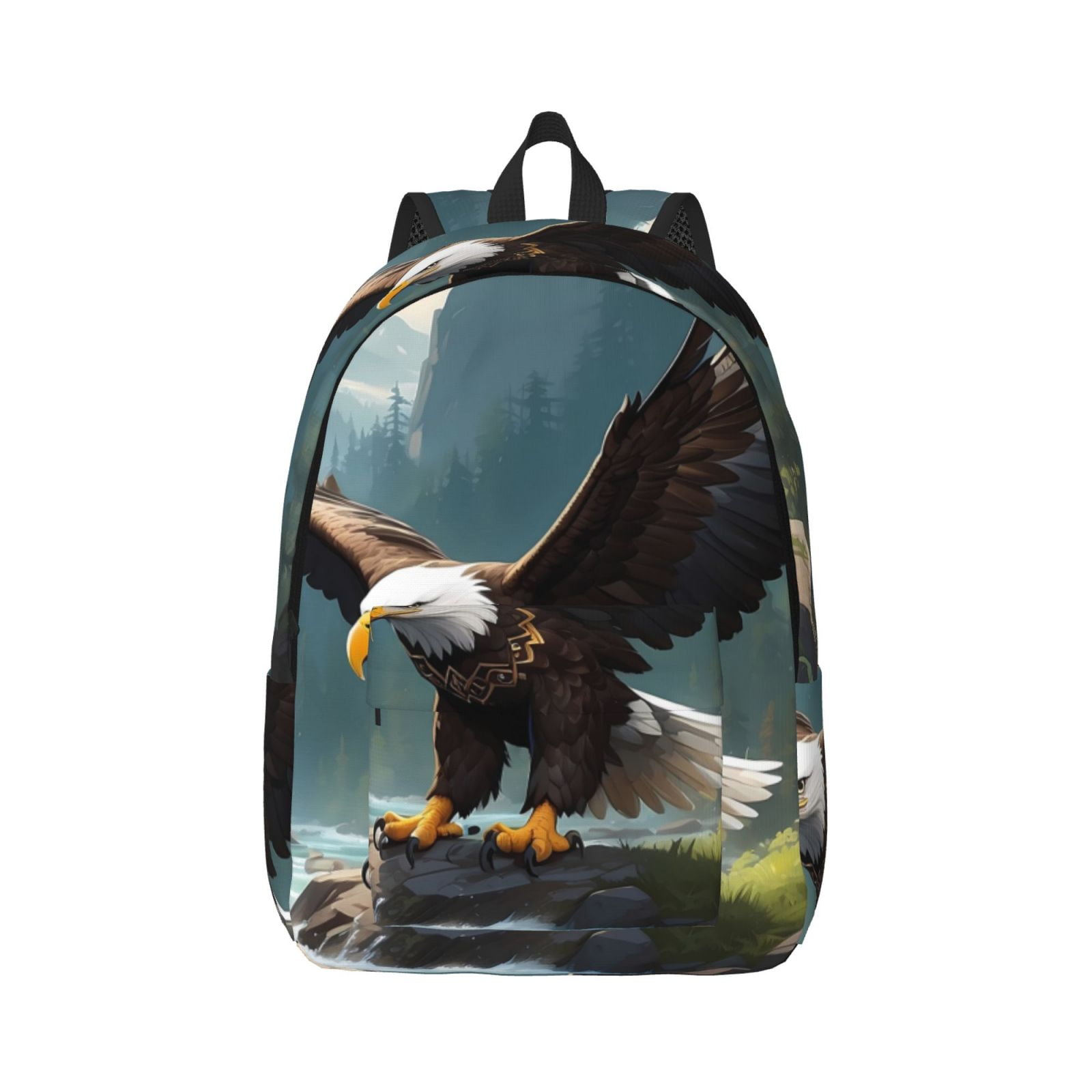Daiia Forest River Bald Eagle Vintage Canvas Backpack for Men and Women ...