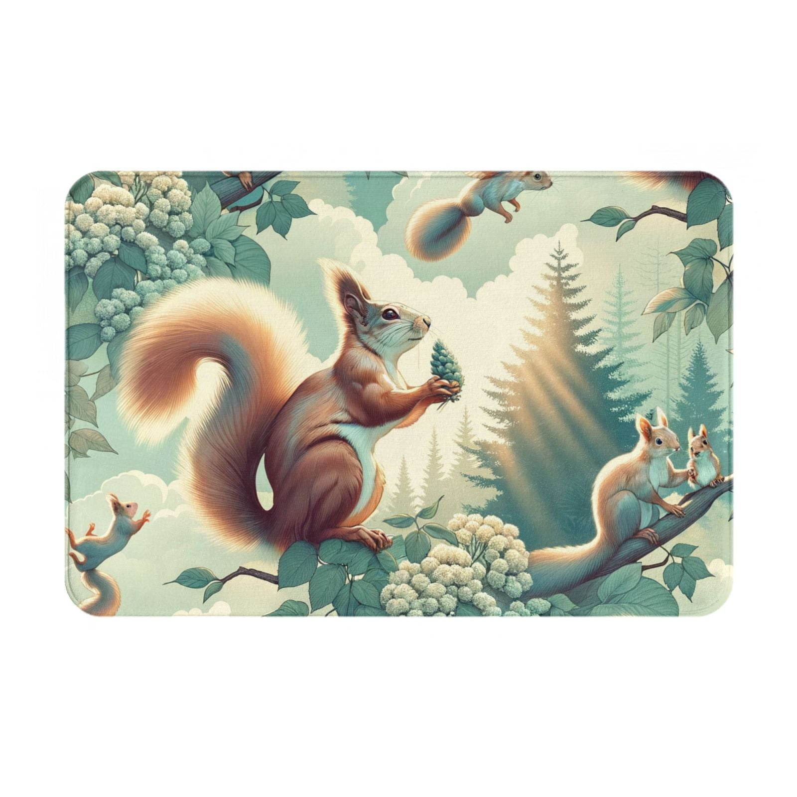 Daiia Forest squirrel surreal Front Door Mat, Heavy Duty Durable ...