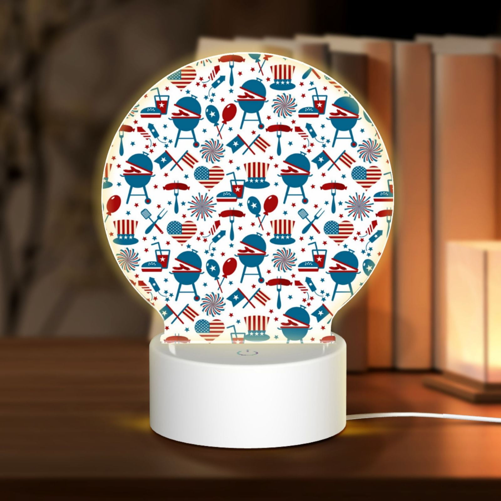 Daiia Fourth Of July Party Pattern Acrylic Night Light, LED Touch Light ...