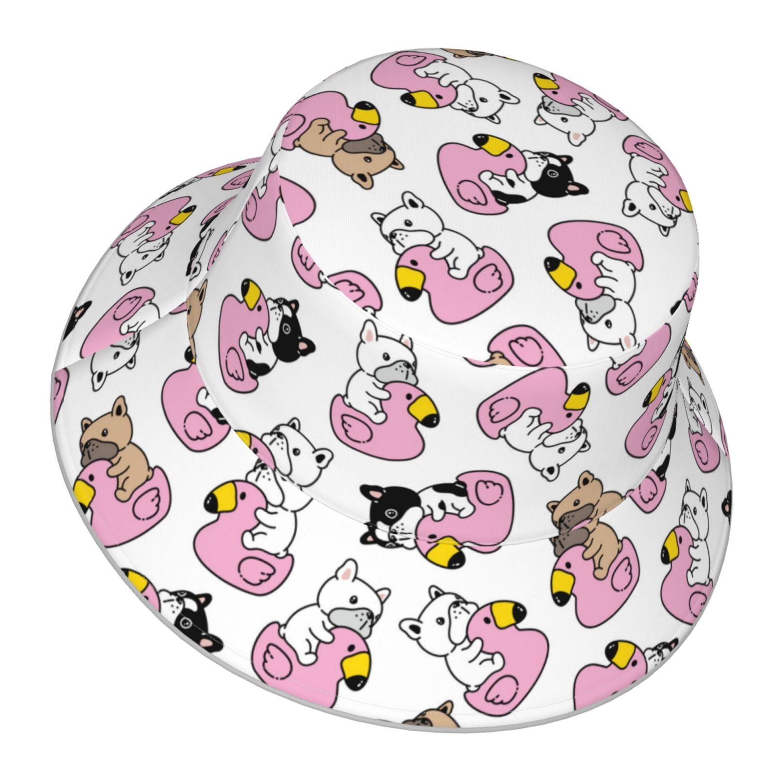 Daiia French Bulldog Duck Pattern Bucket Hat - Trendy Cotton Sun Hat ...