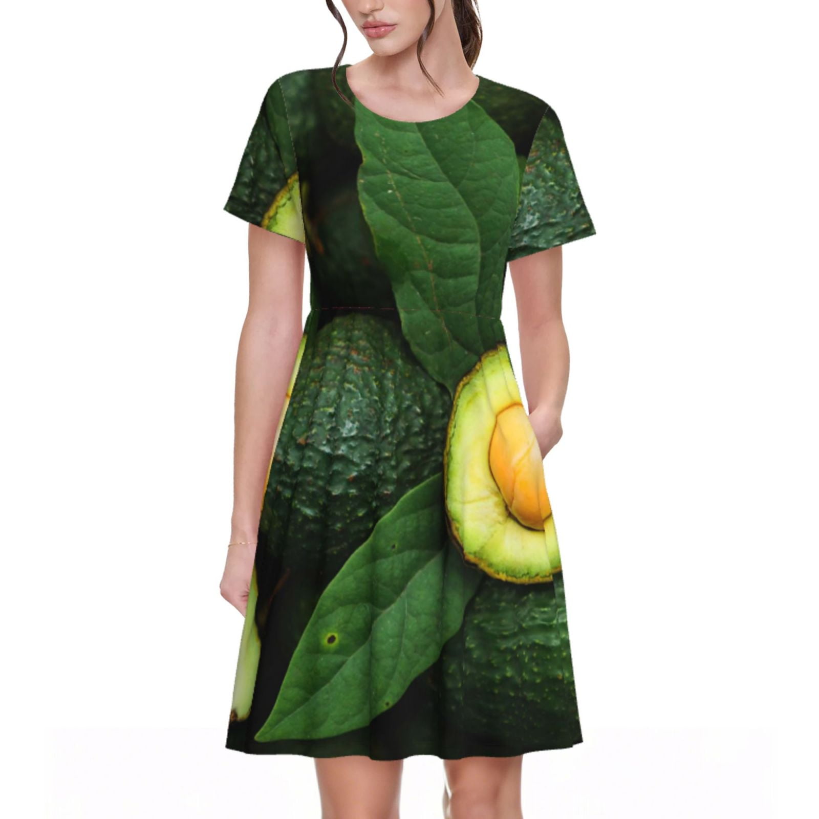 Daiia Fresh Avocados Print Women's Dresses 2025 Trendy Short sleeve ...
