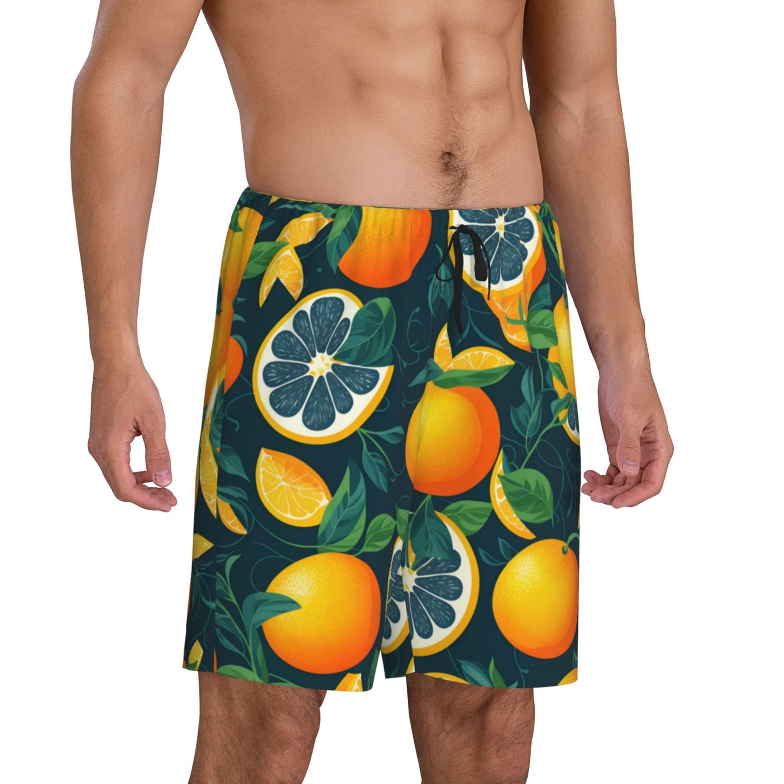 Daiia Fresh Orange Mens Woven Stretch Pajama Short,Short Pajama Pants ...
