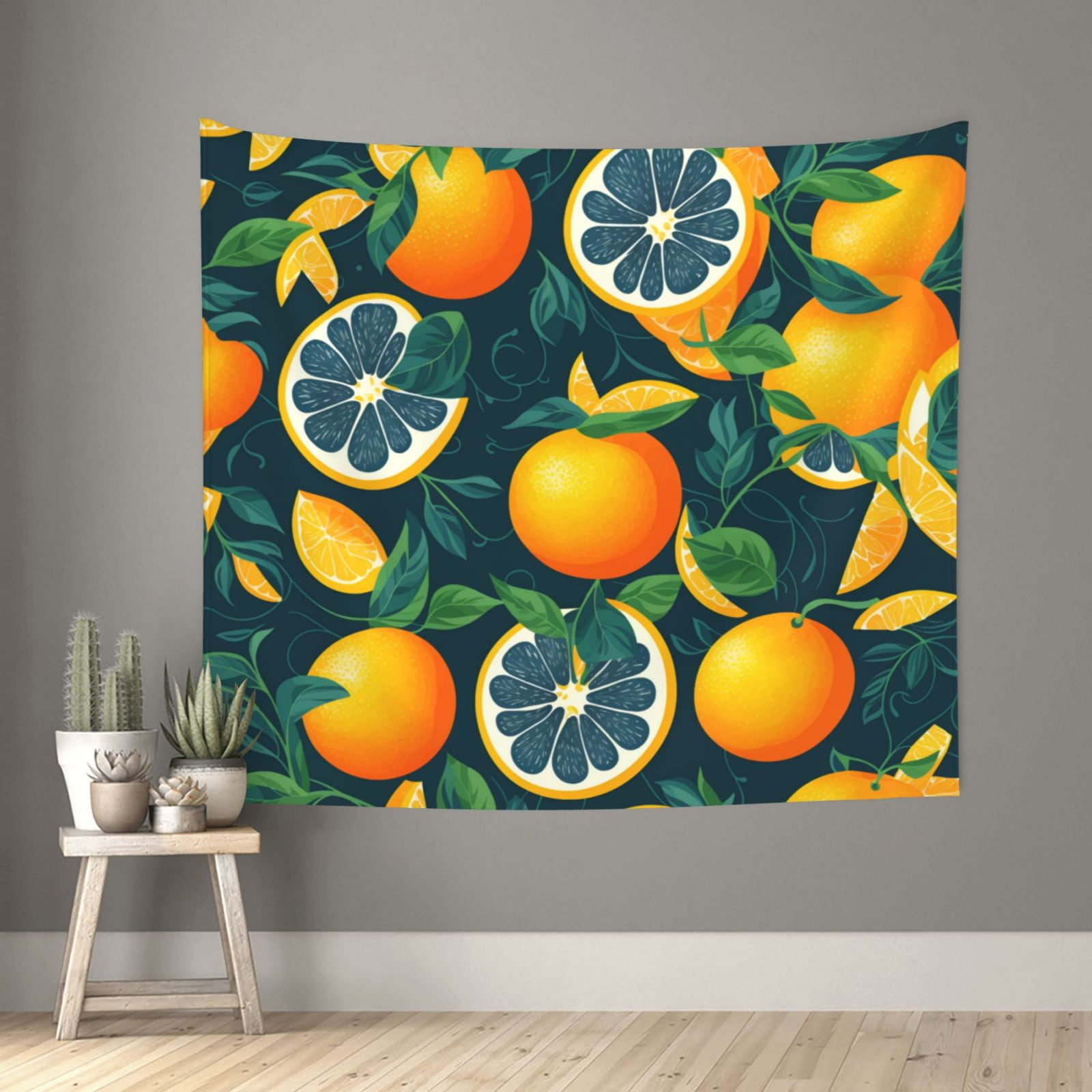 Daiia Fresh Orange Pattern Tapestry 60x51 Inches Wall Hanging Tapestry ...