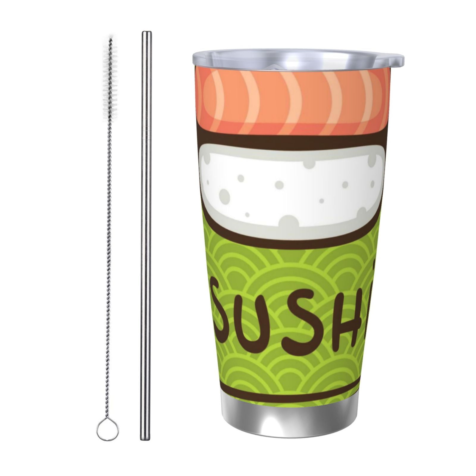 Daiia Fresh Sushi Printed 20oz Insulated Coffee Cup with Straw Topper ...
