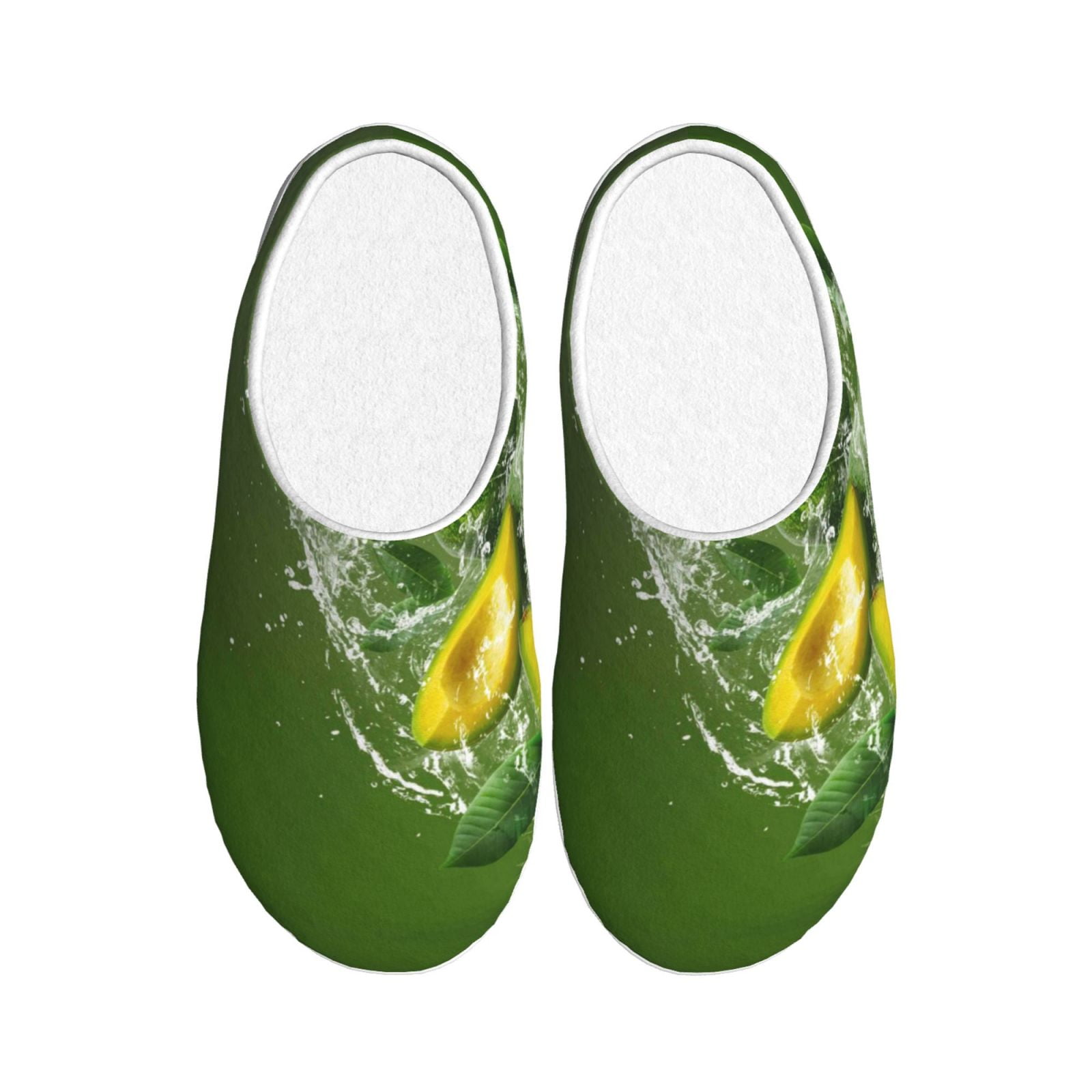 Daiia Friut Avocado Print Women’s Fuzzy Slippers Memory Foam ...