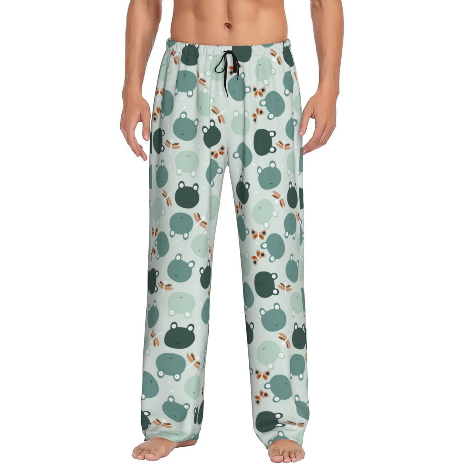 Daiia Frog And Dragonflies Men's Sleep Pant with Pockets and Drawstring ...