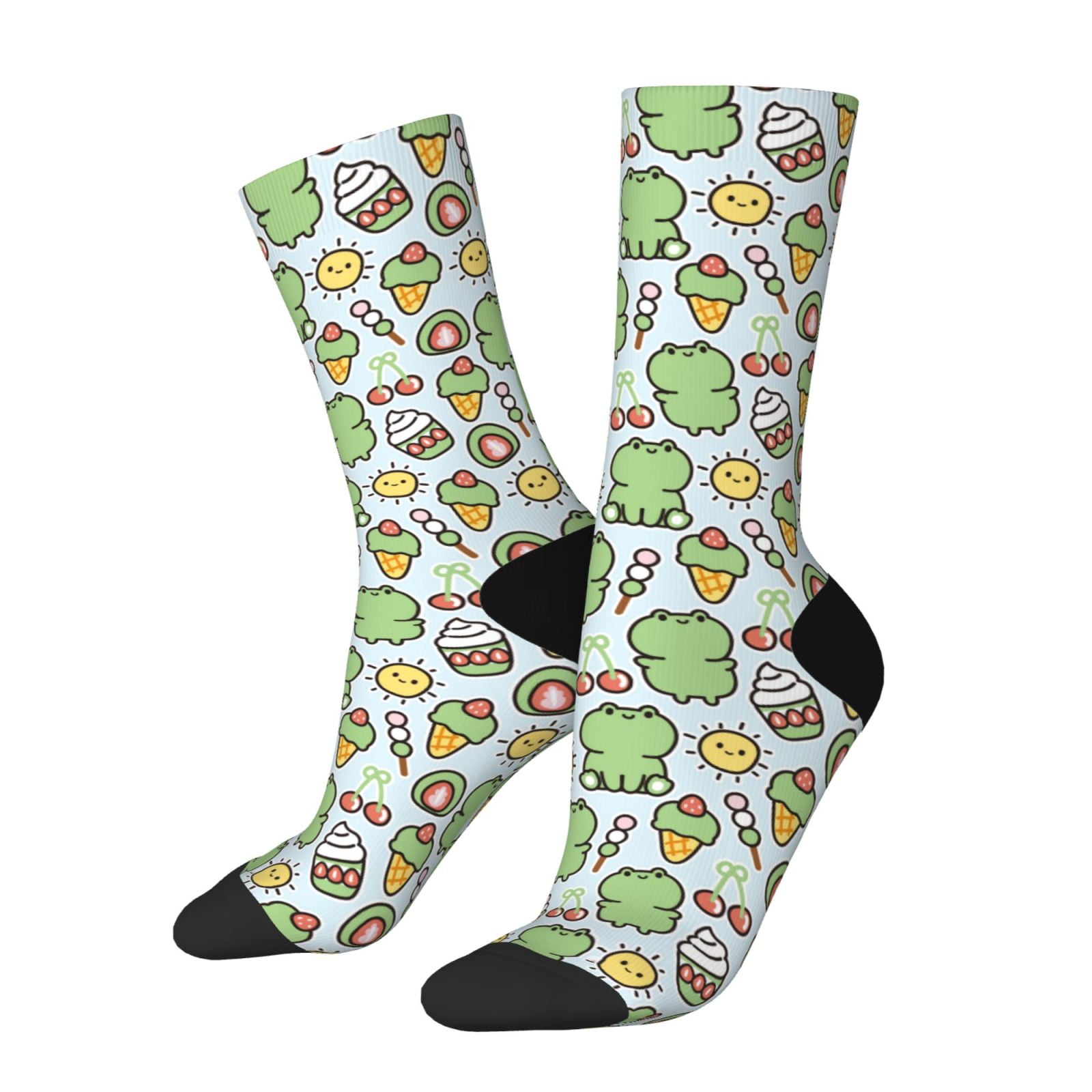 Daiia Frog With Sweet Print Crew Socks – Soft Breathable Long Socks for ...