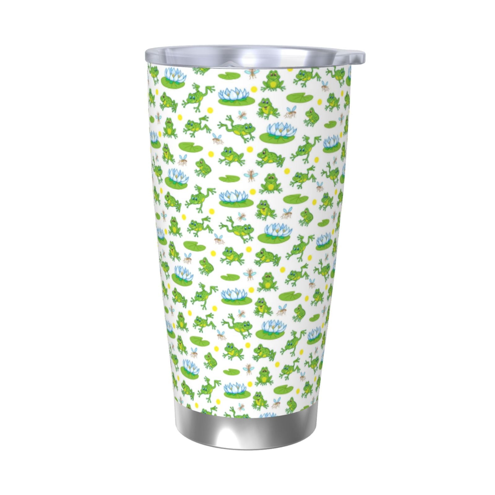 Daiia Frogs Jumping Printed 20oz Insulated Coffee Cup with Straw Topper ...
