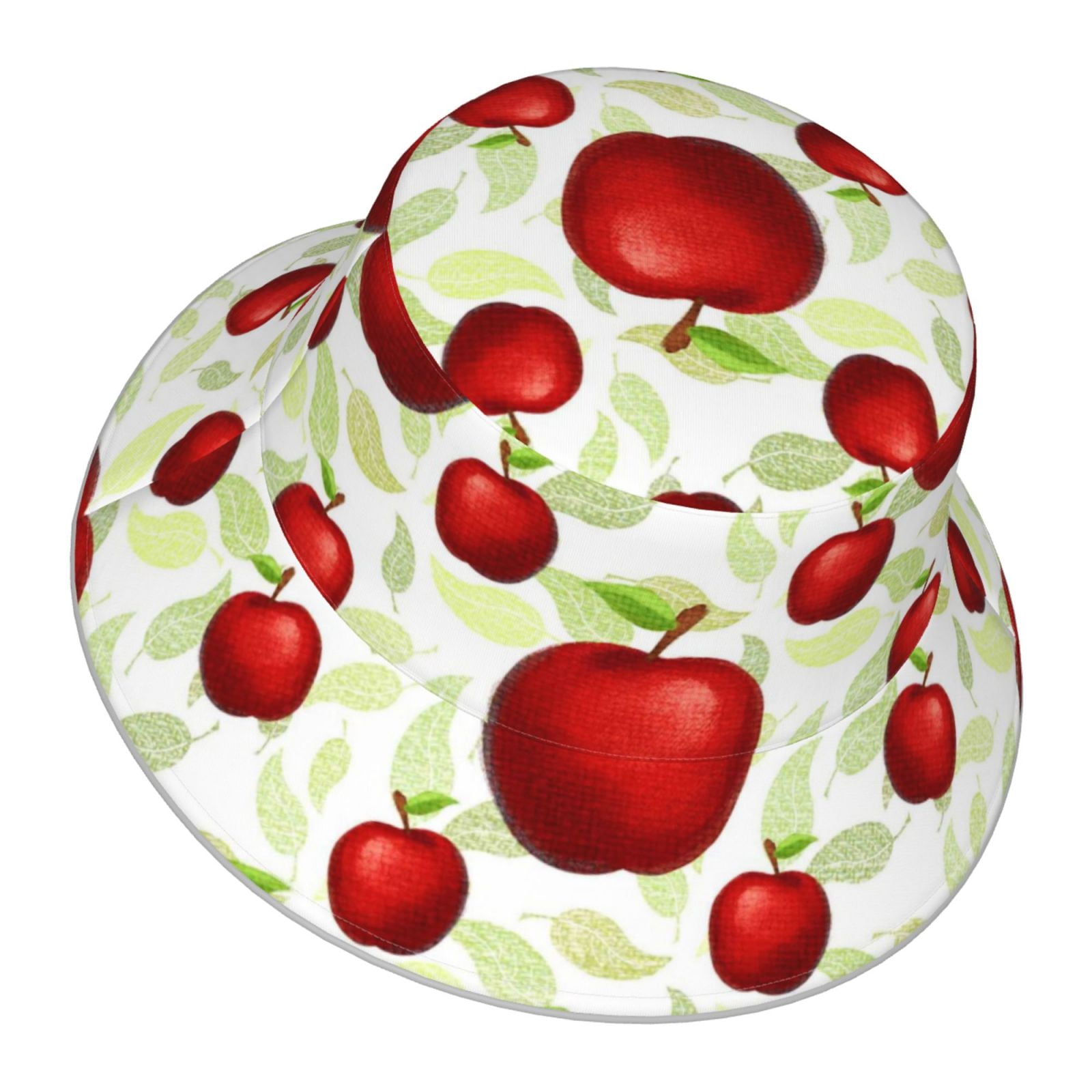 Daiia Fruit Apples Pattern Bucket Hat - Trendy Cotton Sun Hat for Beach ...