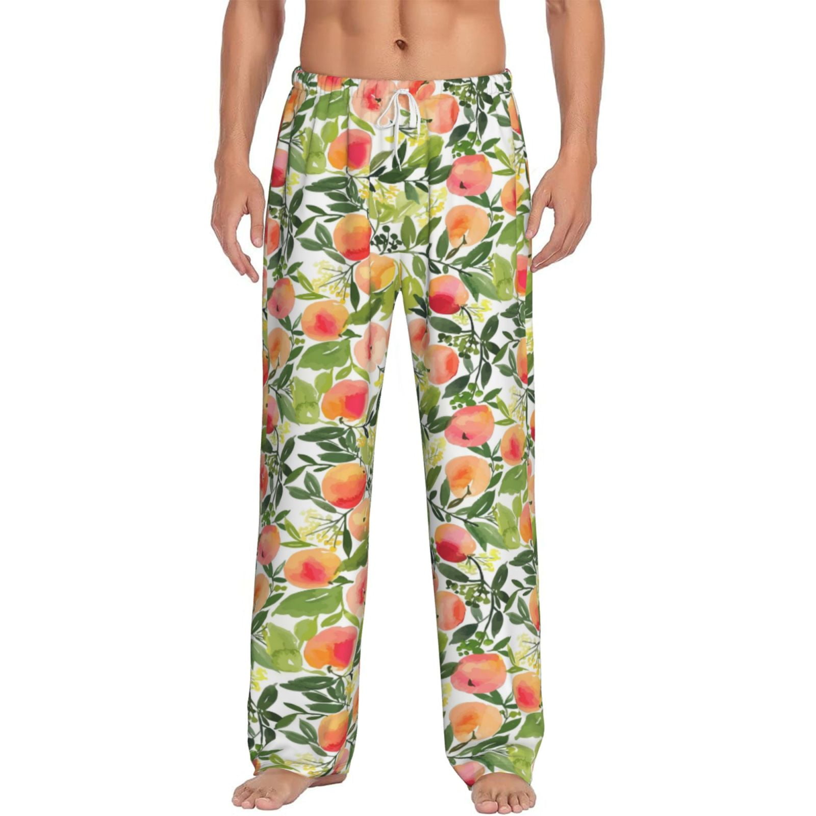 Daiia Fruits Peach1 Men's Sleep Pant with Pockets and Drawstring,Pajama ...