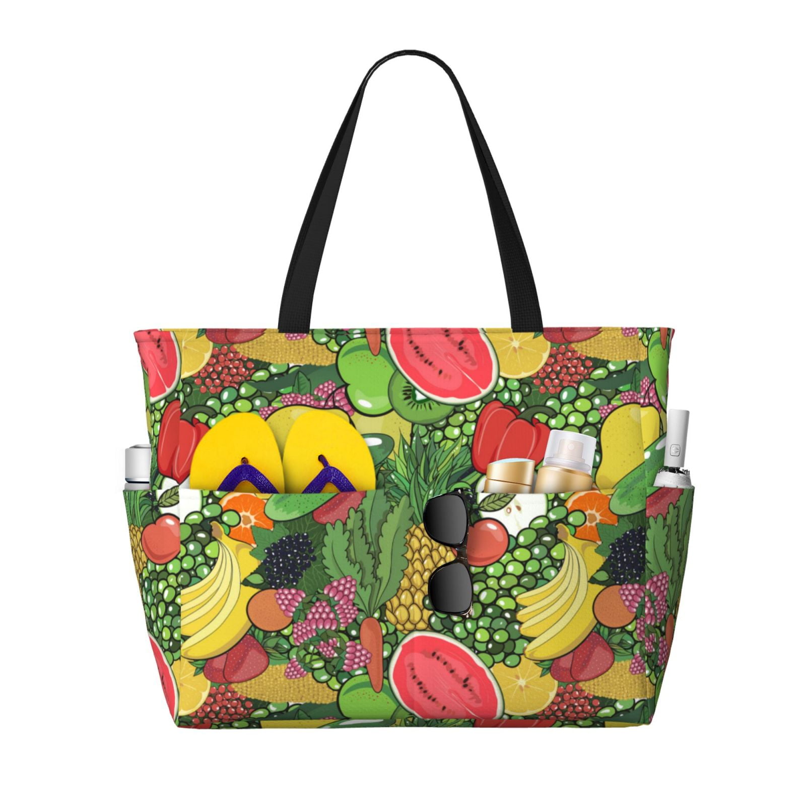 Daiia Fruits Vegetables And Berries Beach Travel Bag - Water-Resistant ...