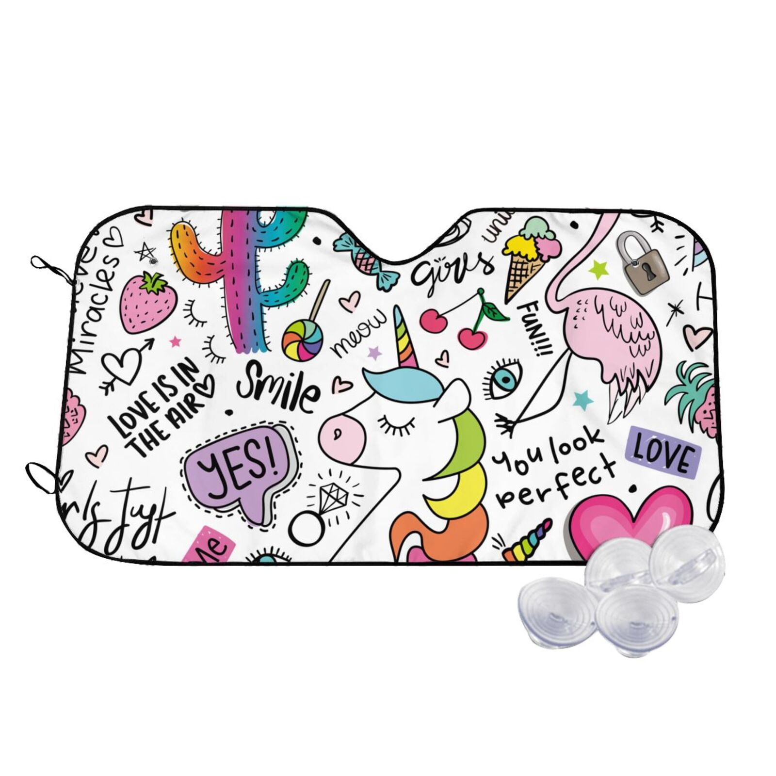 Daiia Fun Animal with Unicorn Windshield Sun Shade for Car SUV Truck ...