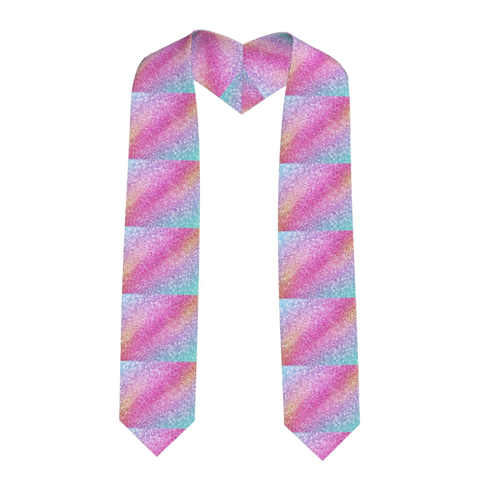 Daiia Fun Rainbow Pink Pattern Graduation Shawl Stole – Satin ...