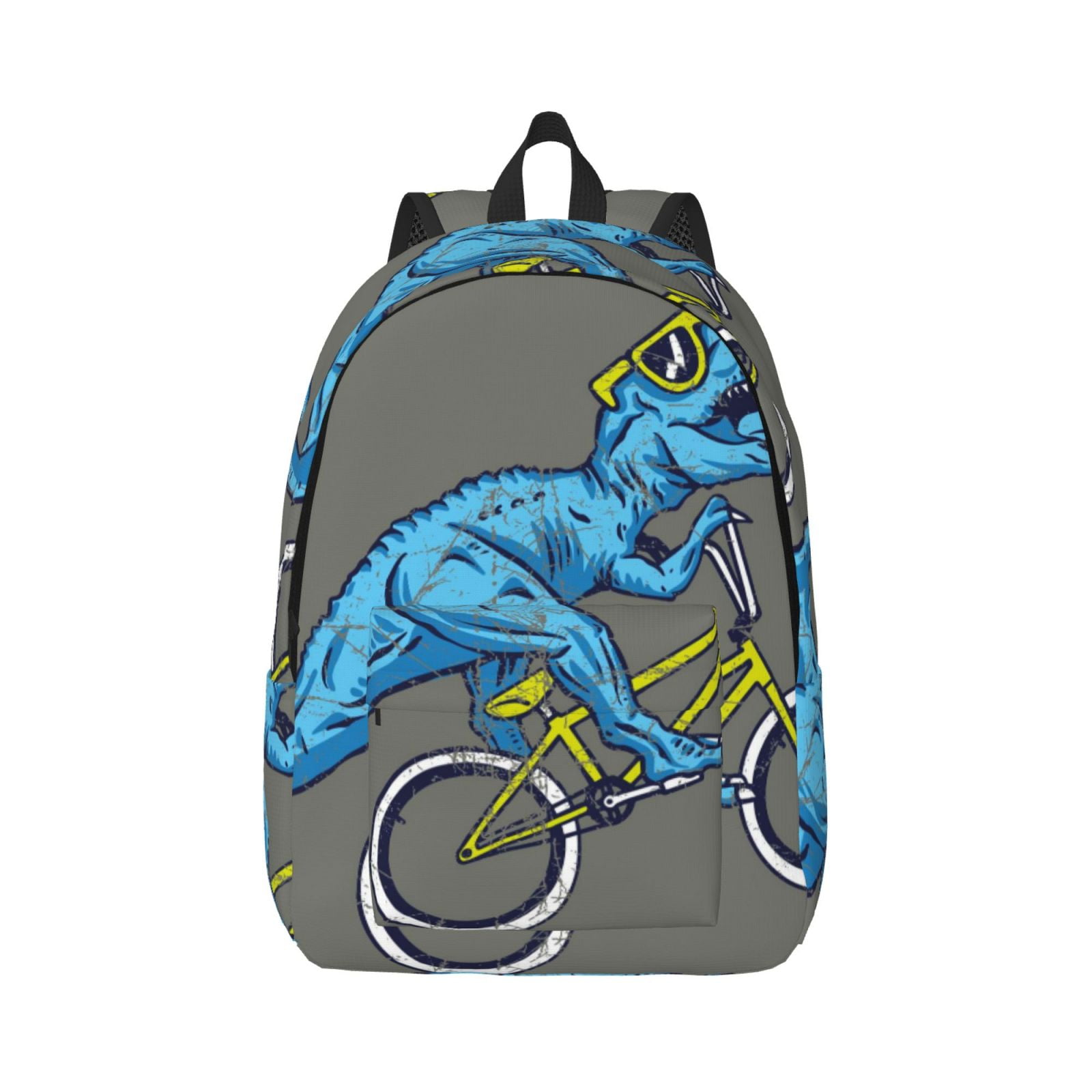 Daiia Fun Riding Dinosaur Vintage Canvas Backpack for Men and Women ...