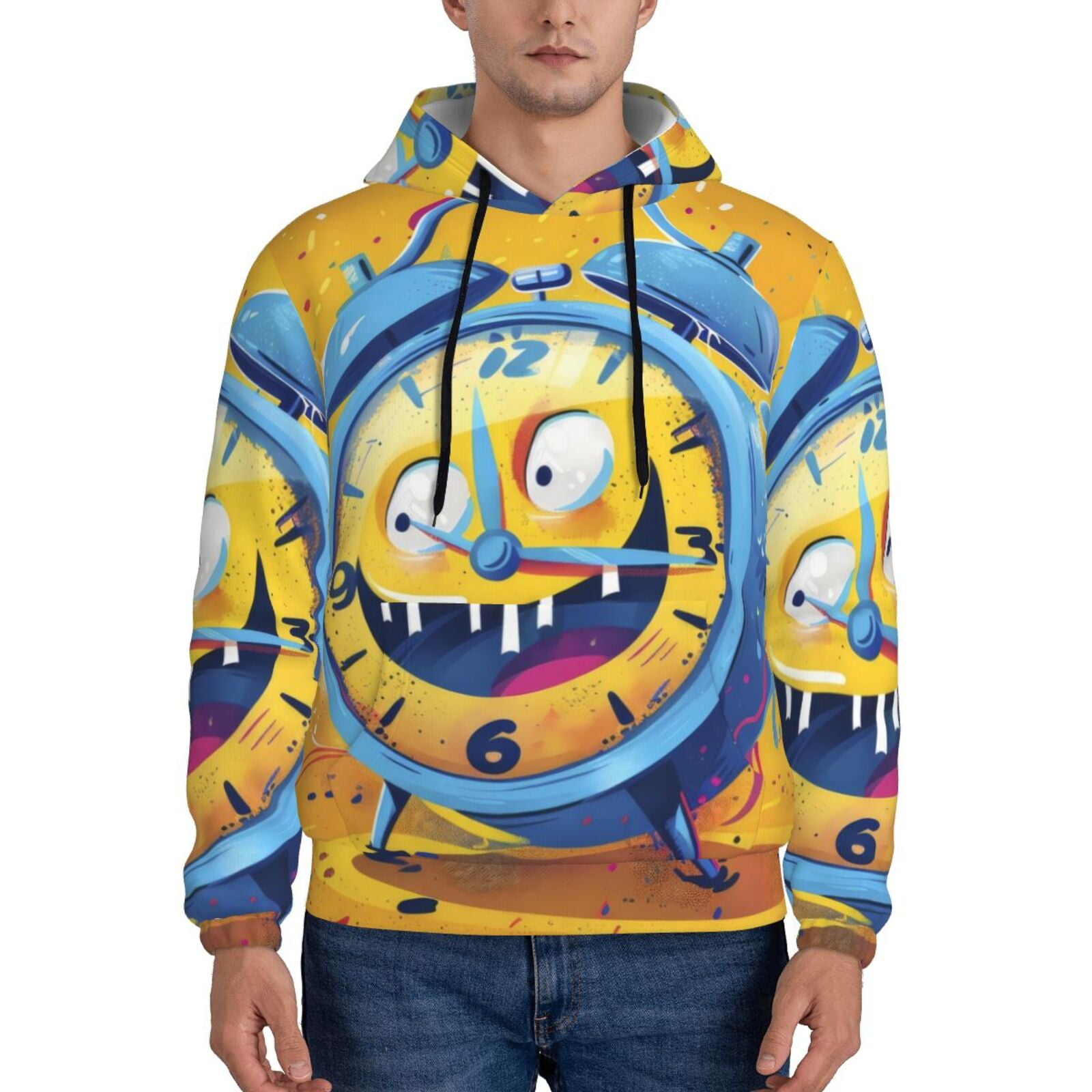 Daiia Funny Alarm Clock Illustration for Men's Fashion Hoodies ...