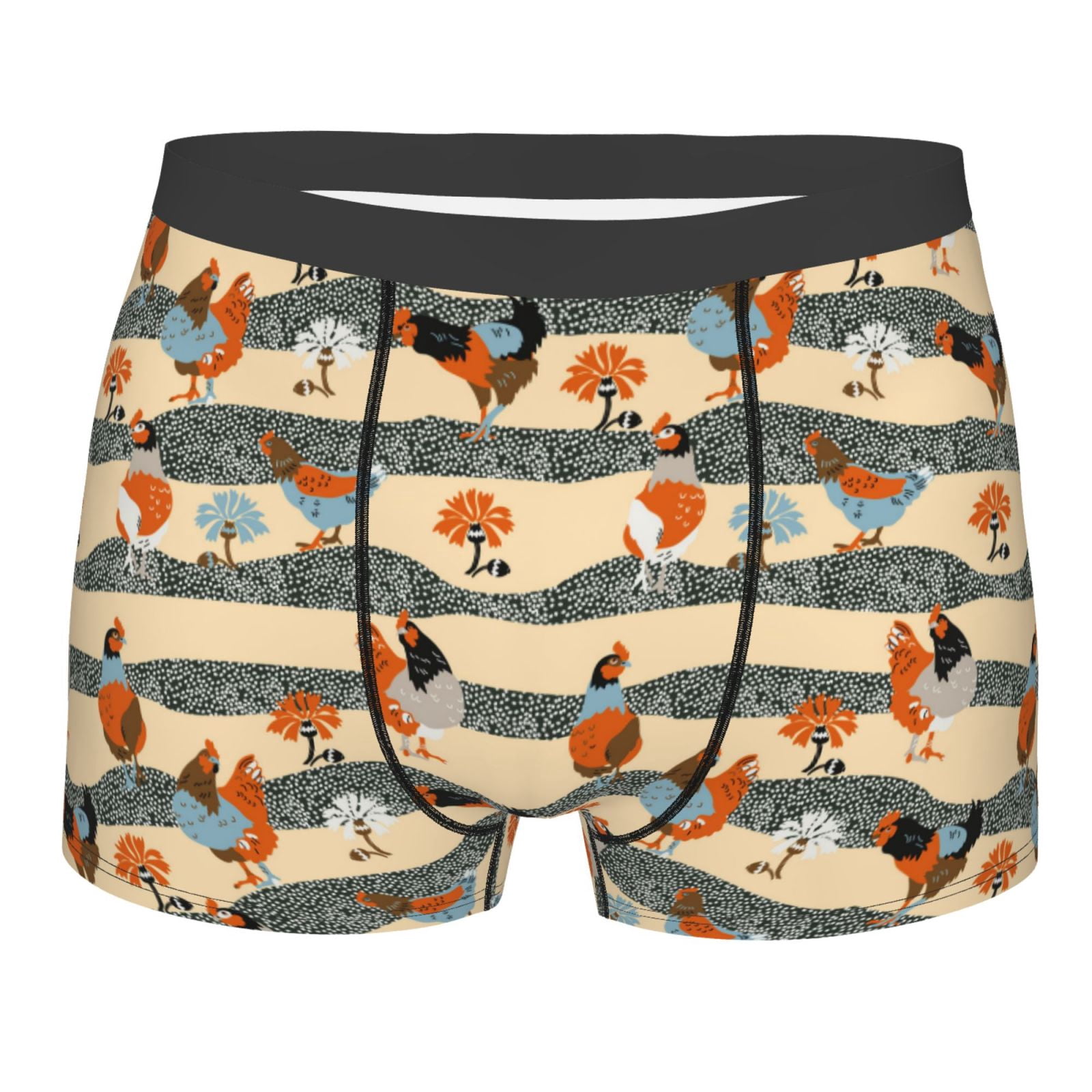 Daiia Funny Chicken Men's Underwear Boxer Briefs, Cotton Stretch ...