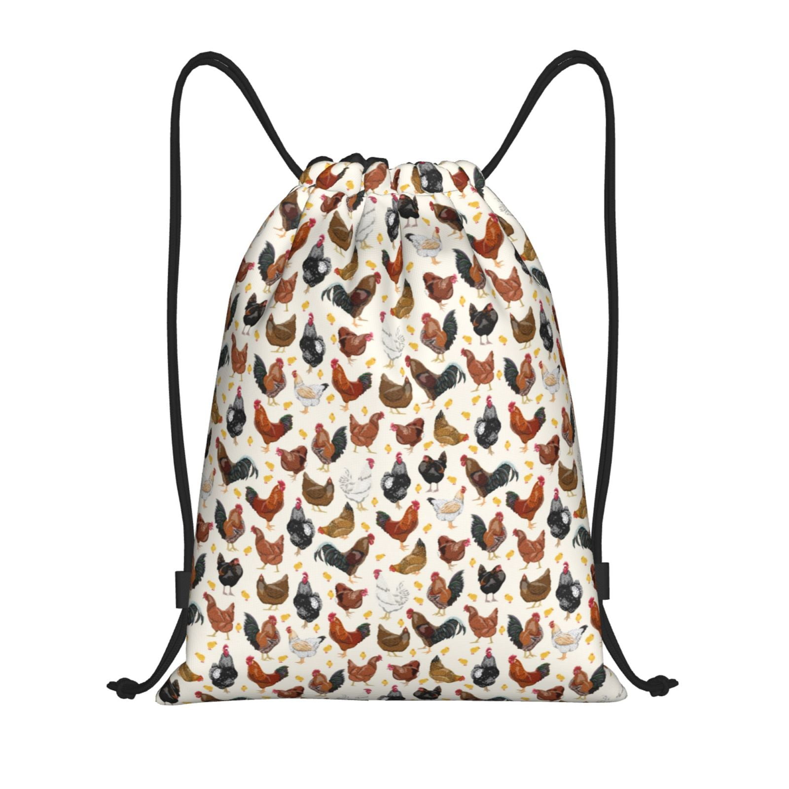 Daiia Funny Chicken Pattern Drawstring Backpack, Gym Bag, Lightweight ...