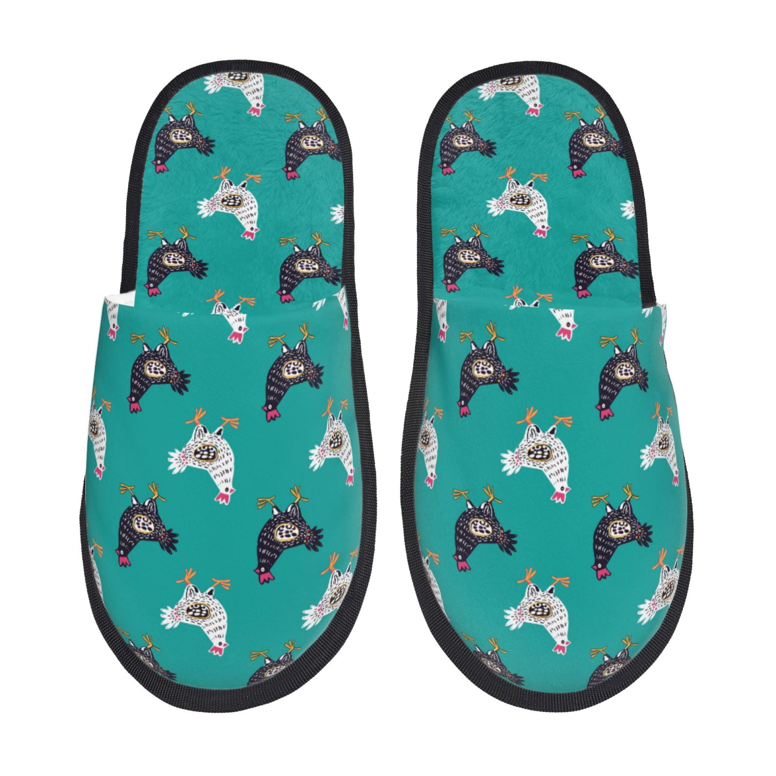 Daiia Funny Chicken Pattern Furry Slippers for Women and Men, Soft ...