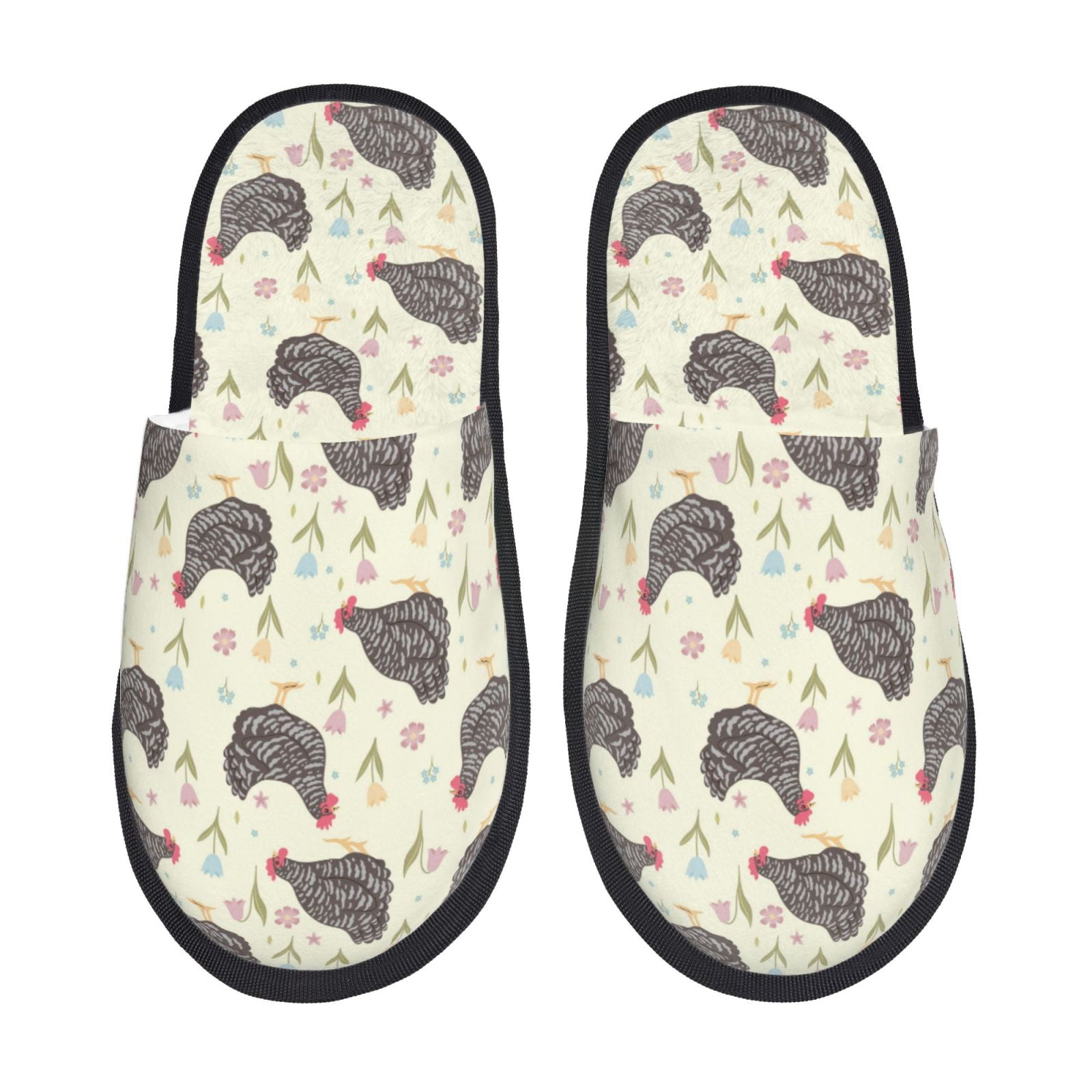 Daiia Funny Chicken Pattern Furry Slippers for Women and Men, Soft ...