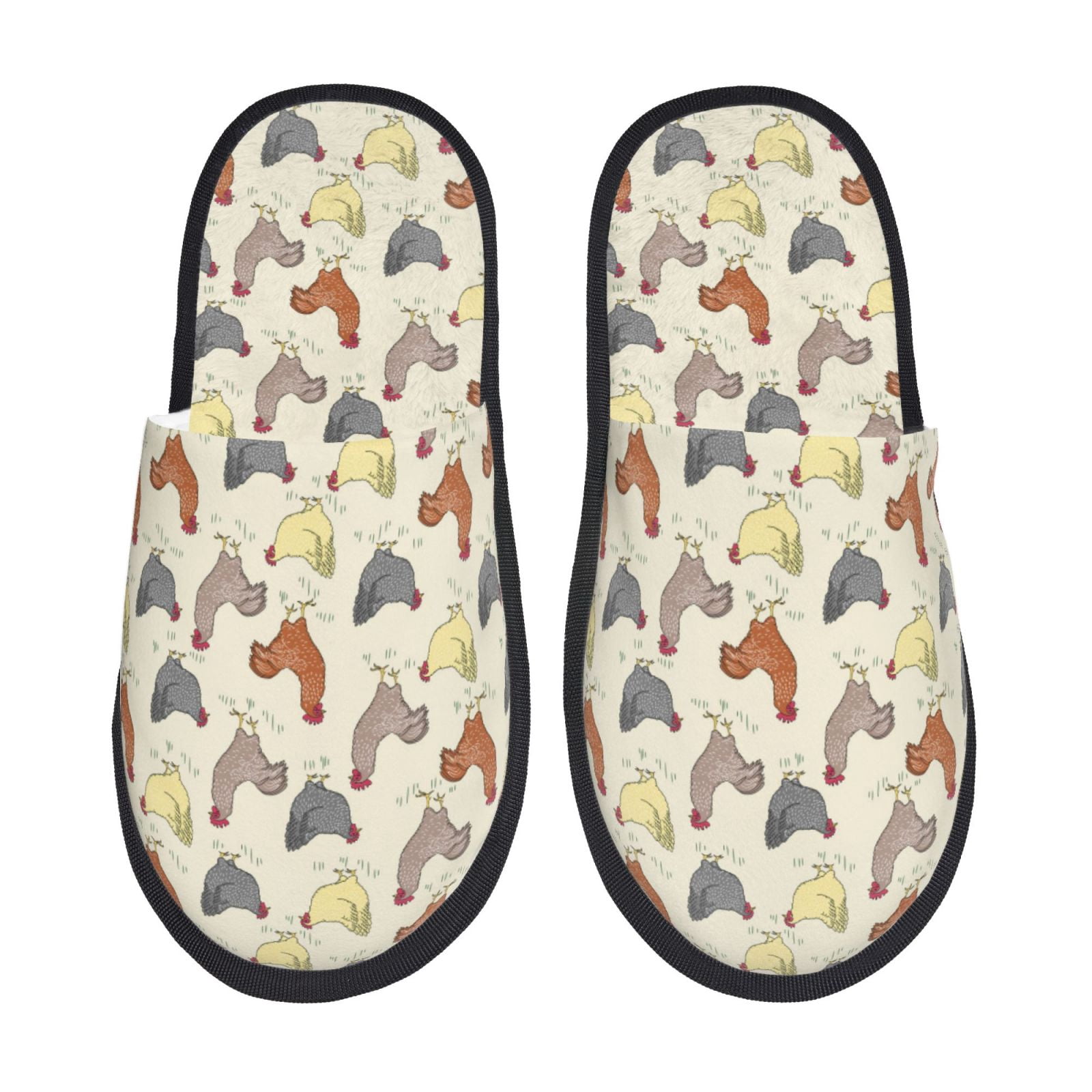 Daiia Funny Chicken Pattern Furry Slippers for Women and Men, Soft ...