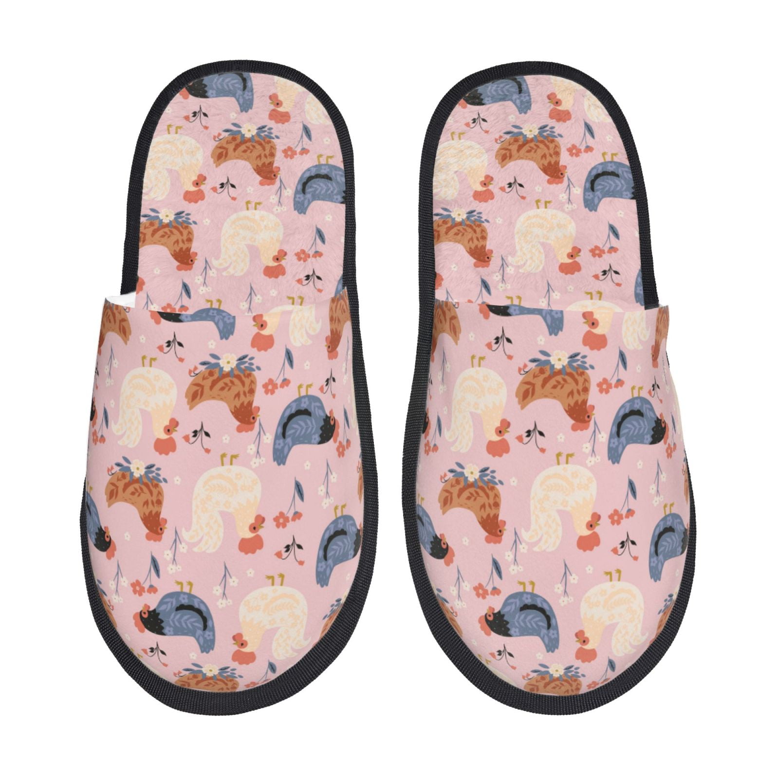 Daiia Funny Chicken Pattern Furry Slippers for Women and Men, Soft ...