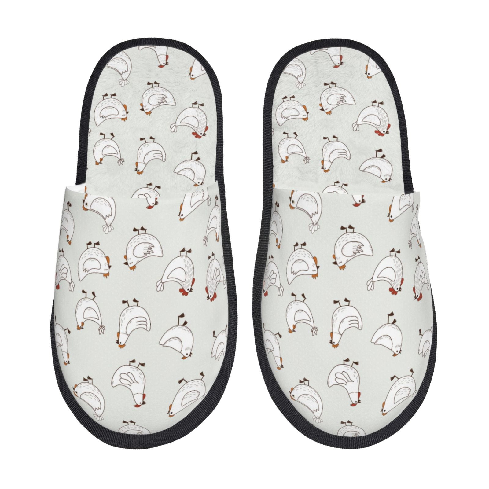 Daiia Funny Chicken Pattern Furry Slippers for Women and Men, Soft ...