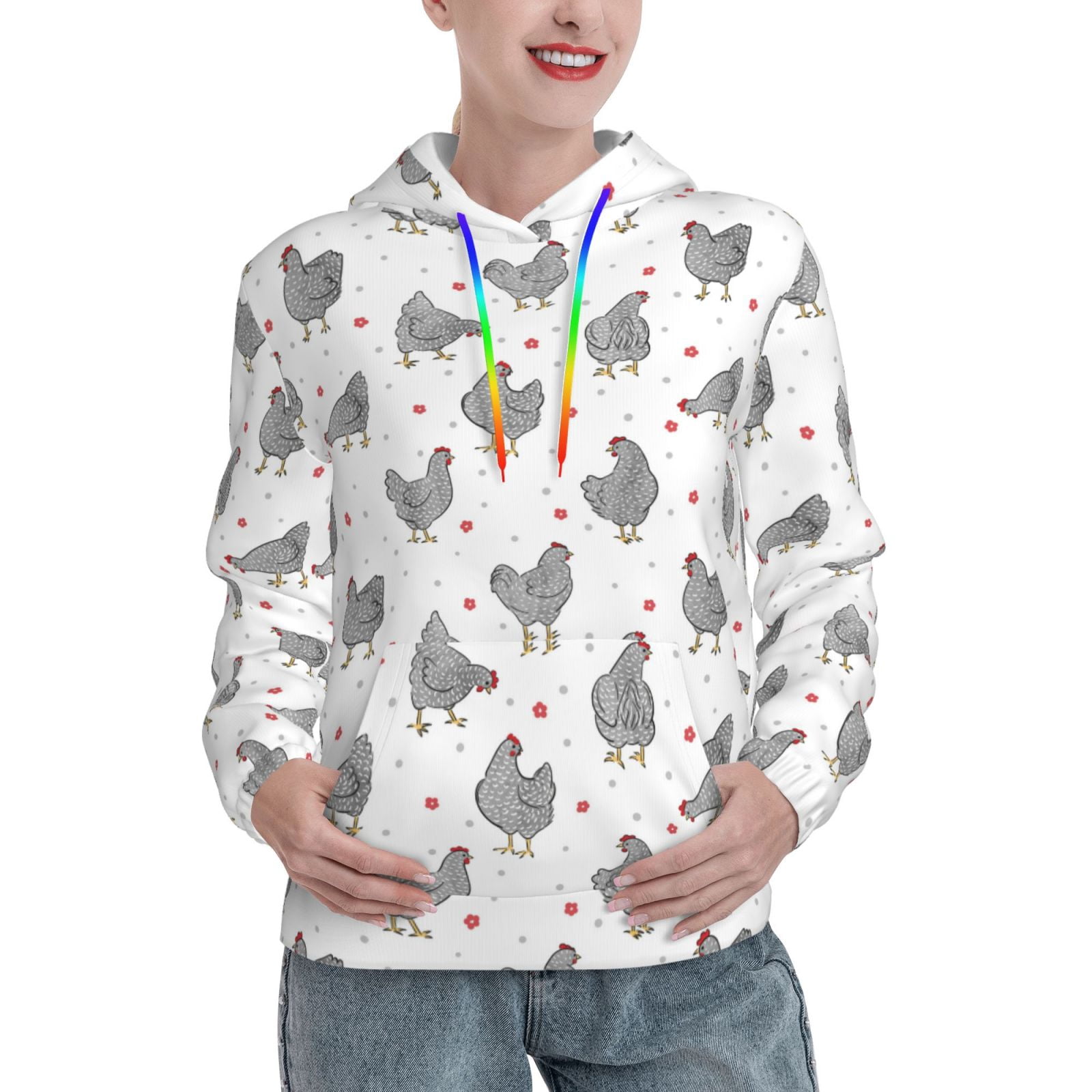 Daiia Funny Chicken Pattern Women's Fashion Hoodies & Sweatshirts with ...