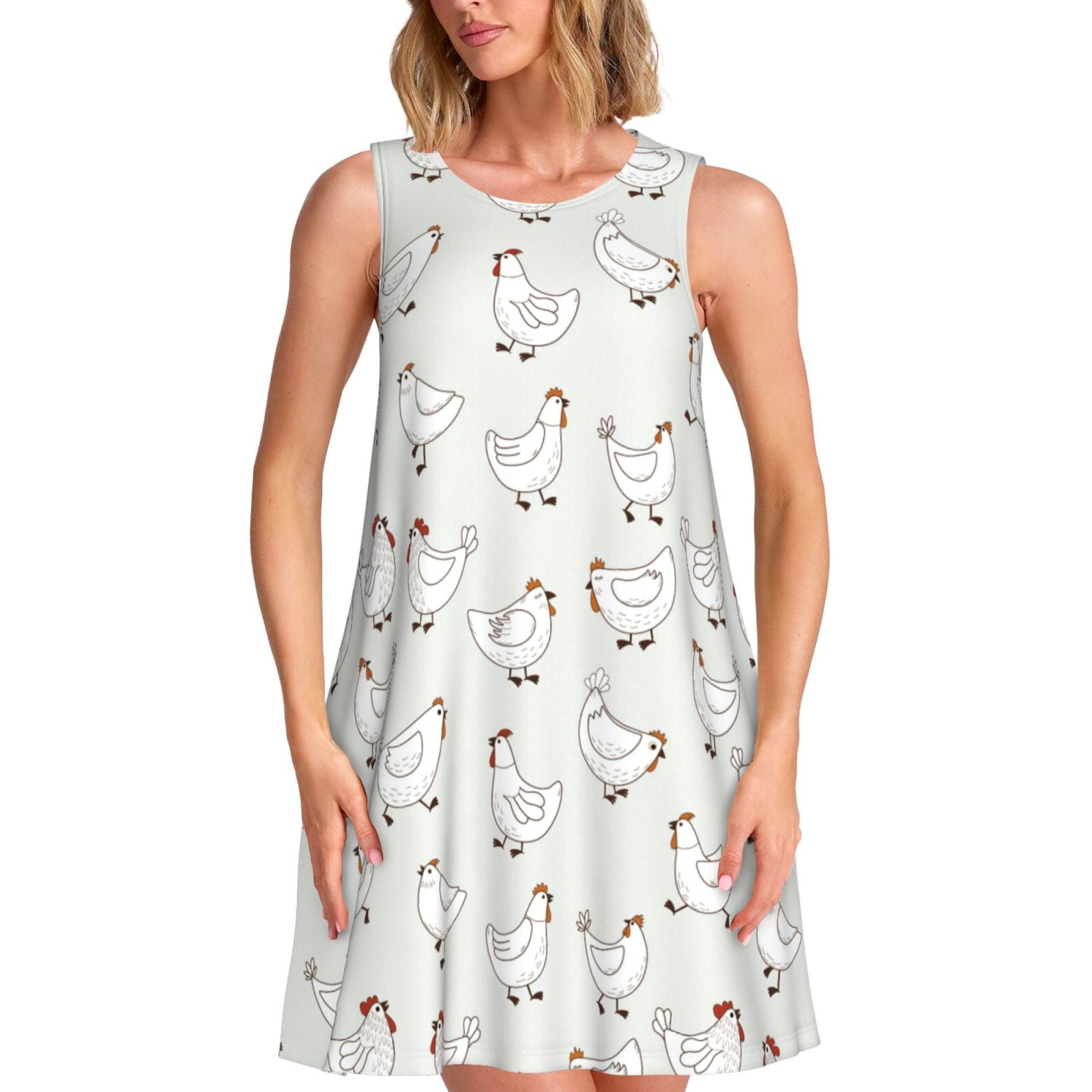 Daiia Funny Chicken Print Women's Dresses 2025 Trendy Short sleeve ...