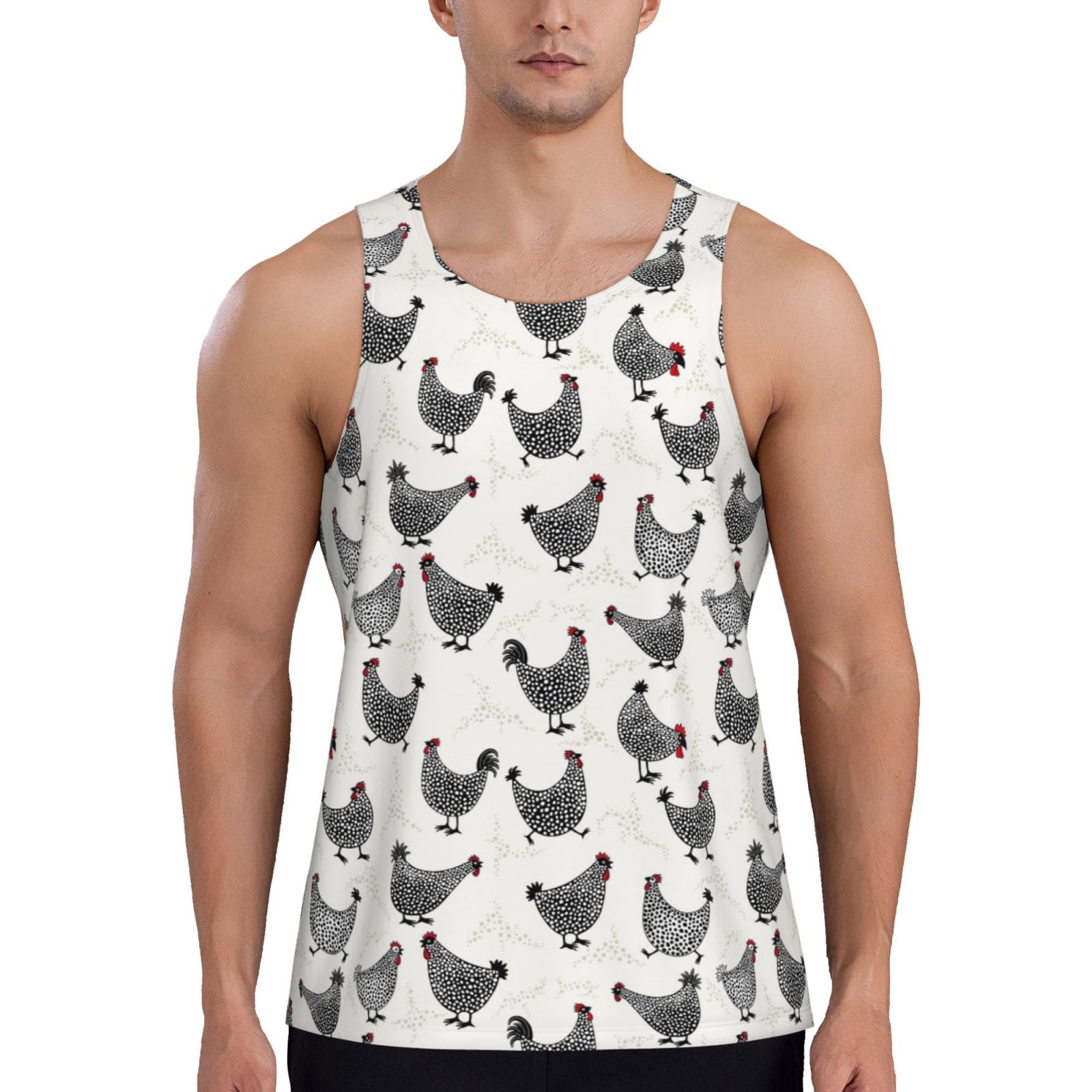 Daiia Funny Chicken Printed Men's Quick Dry Fit Muscle Tank Top Slim ...