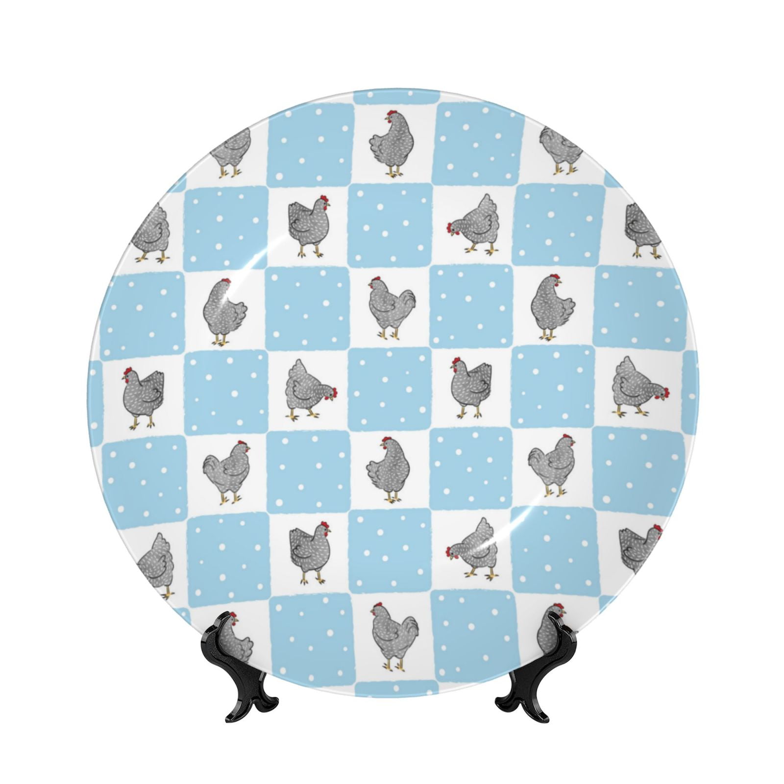 Daiia Funny Chicken Printed Pattern Ceramic Plate Dinner Plates Bone ...